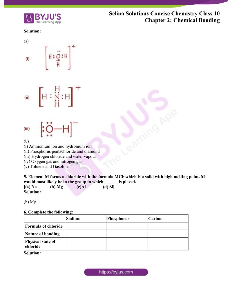 Selina Solutions Class 10 Concise Chemistry Chapter 2 Chemical Bonding