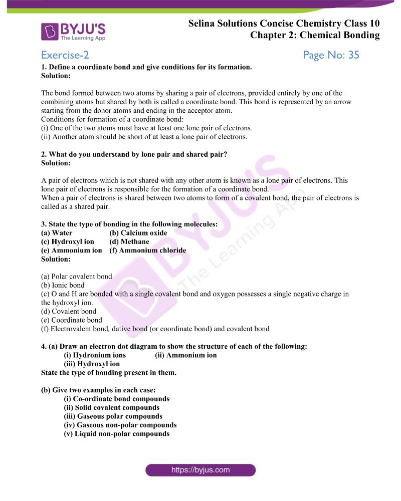 Selina Solutions Class 10 Concise Chemistry Chapter 2 Chemical Bonding