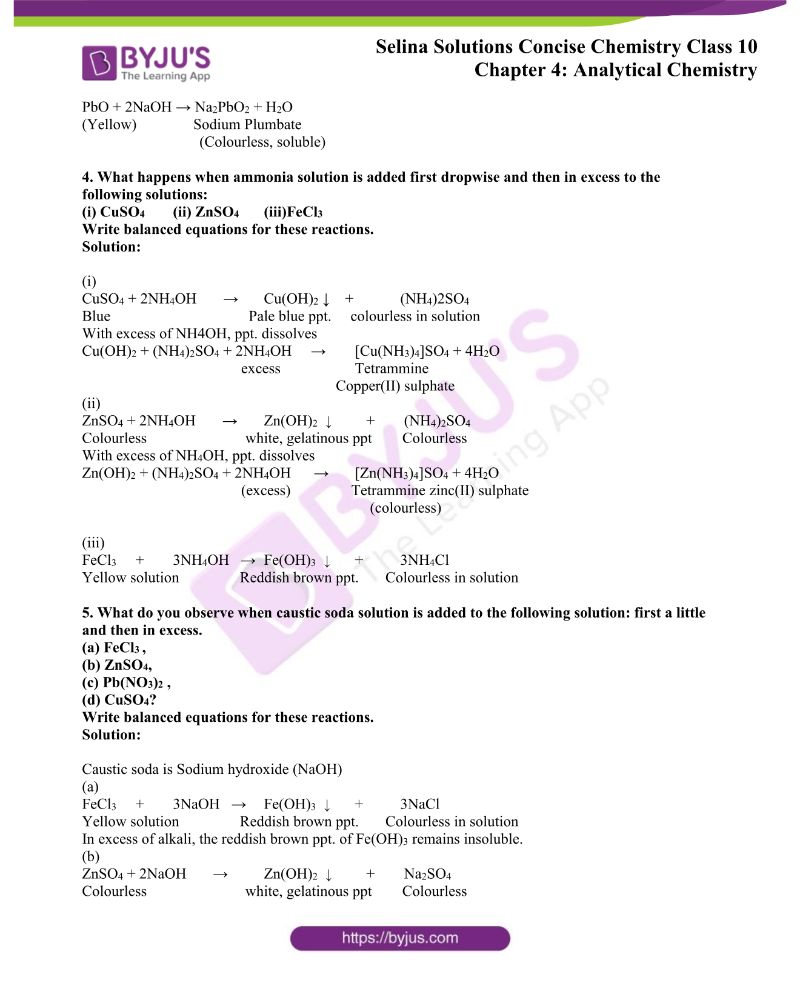 Selina Solutions Class 10 Concise Chemistry Chapter 4 Analytical