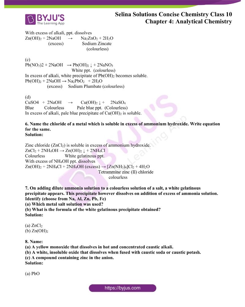 Selina Solutions Class 10 Concise Chemistry Chapter 4 Analytical Selina Solutions Class 10 Concise Chemistry Chapter 4 Analytical