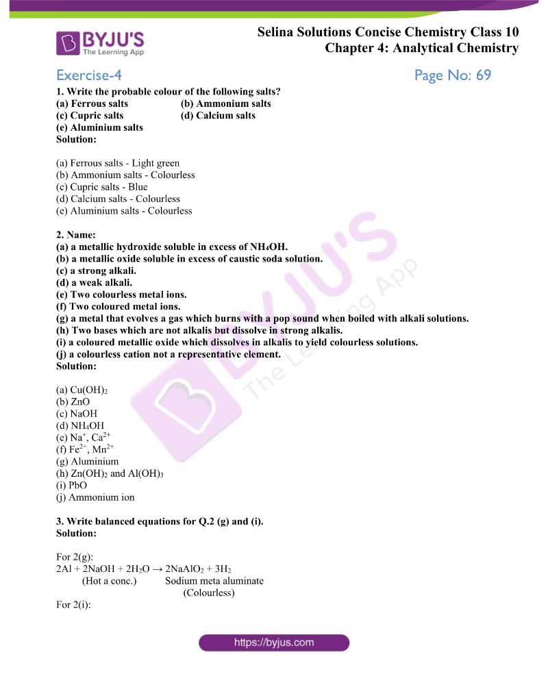 Selina Solutions Class 10 Concise Chemistry Chapter 4 Analytical Selina Solutions Class 10 Concise Chemistry Chapter 4 Analytical