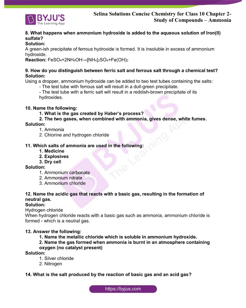Selina Solutions Class 10 Concise Chemistry Chapter 9 Study Of Selina Solutions Class 10 Concise Chemistry Chapter 9 Study Of