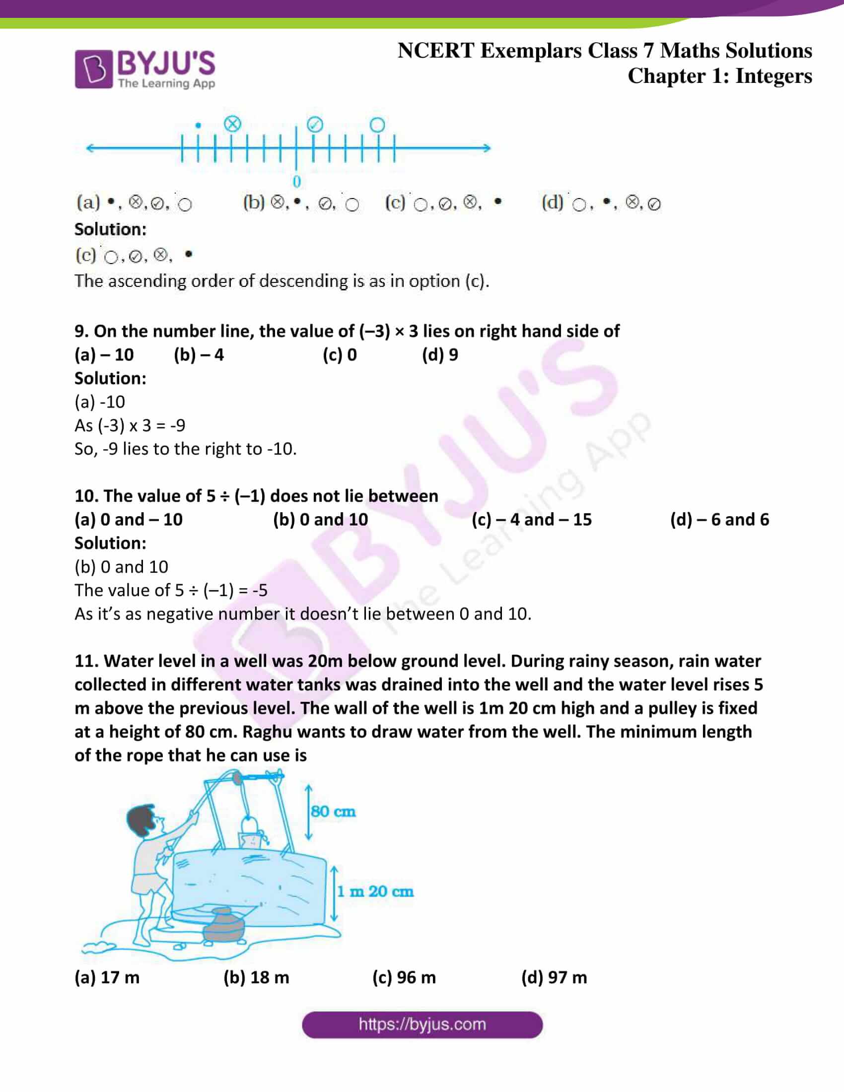 NCERT Exemplar Solutions for Class 7 Maths Chapter 1 Integers access ...