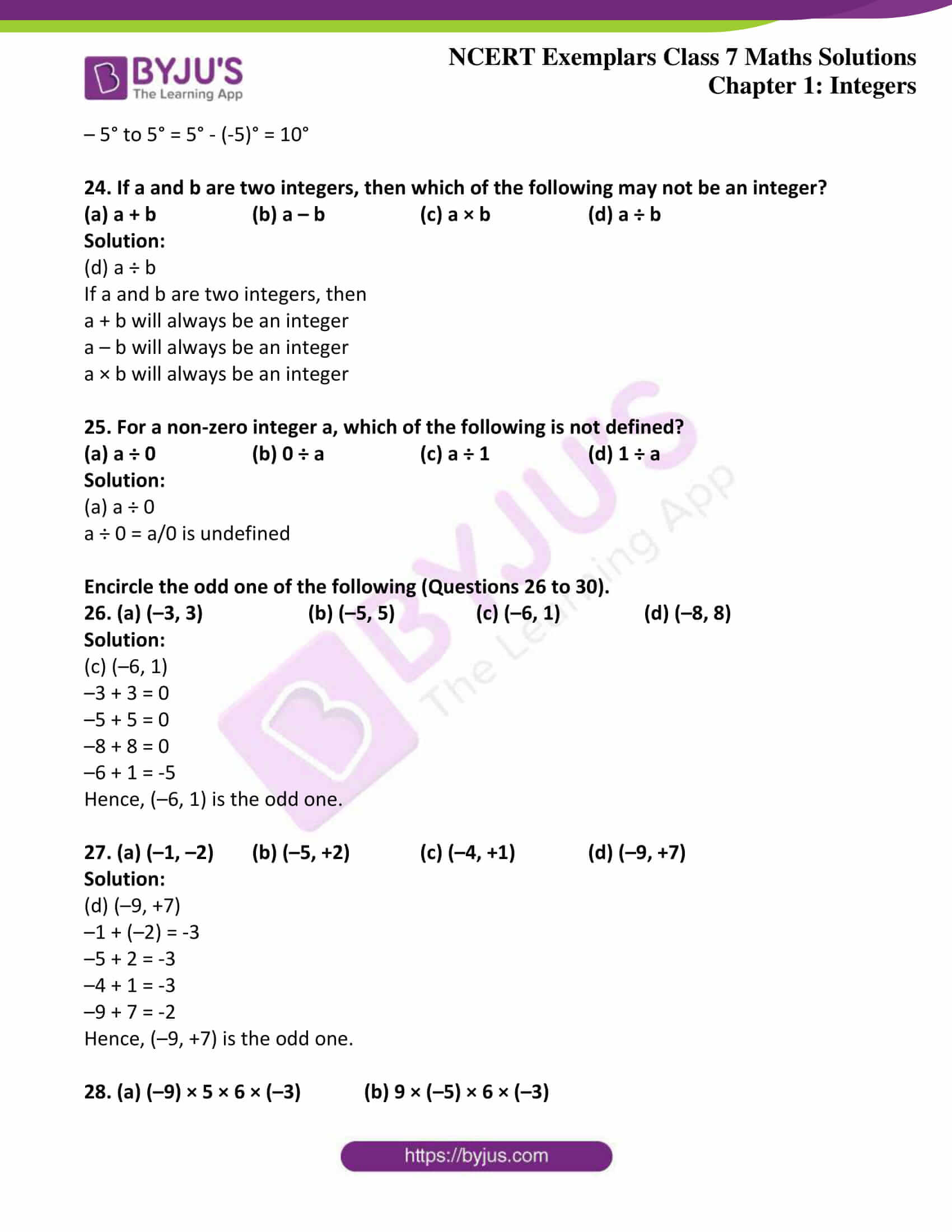 NCERT Exemplar Solutions For Class 7 Maths Chapter 1 Integers Access NCERT Exemplar Solutions For Class 7 Maths Chapter 1 Integers Access