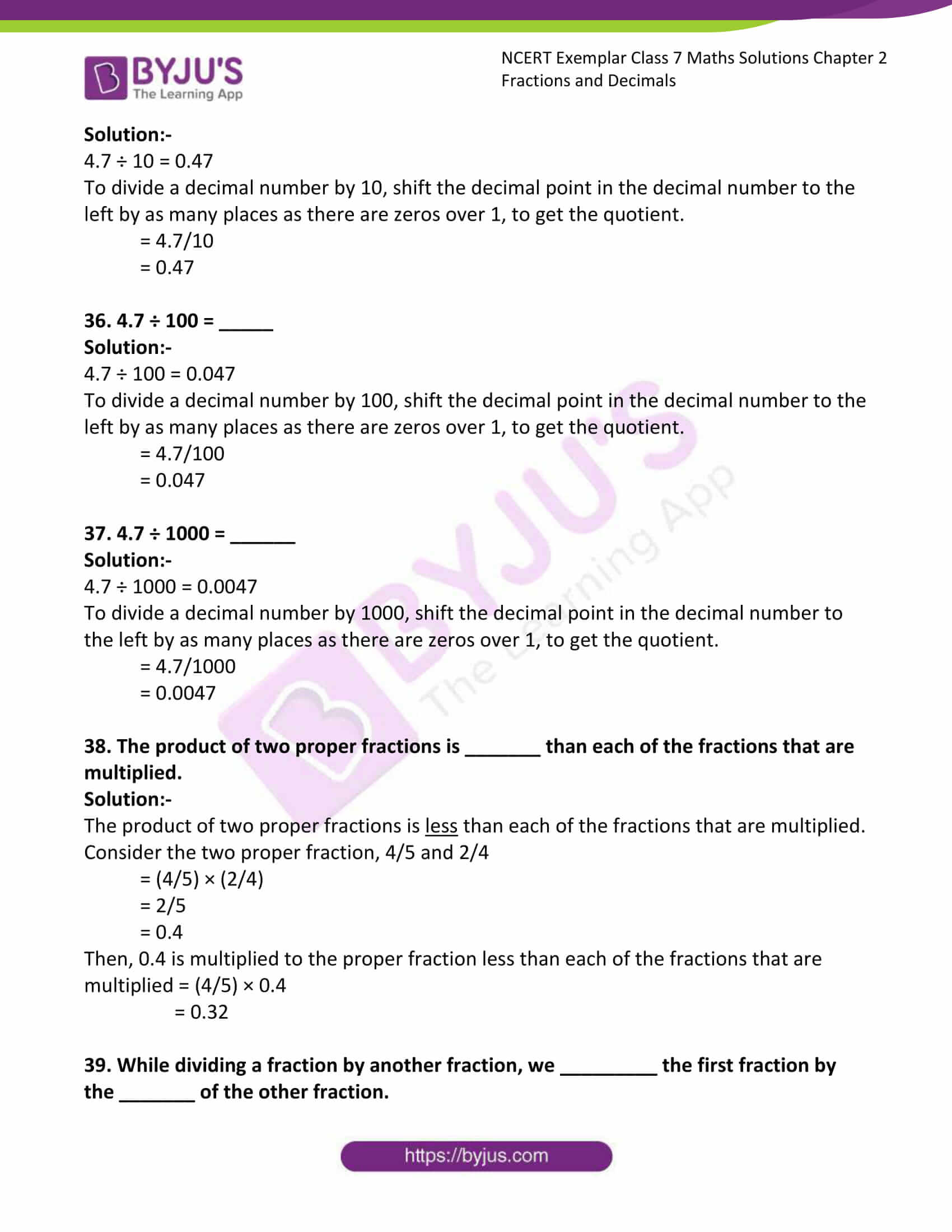 NCERT Exemplar Solutions for Class 7 Maths Chapter 2 Fractions and ...