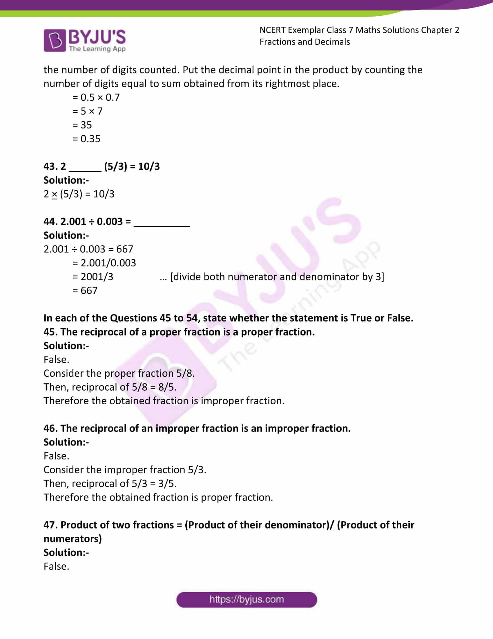 NCERT Exemplar Solutions for Class 7 Maths Chapter 2 Fractions and ...