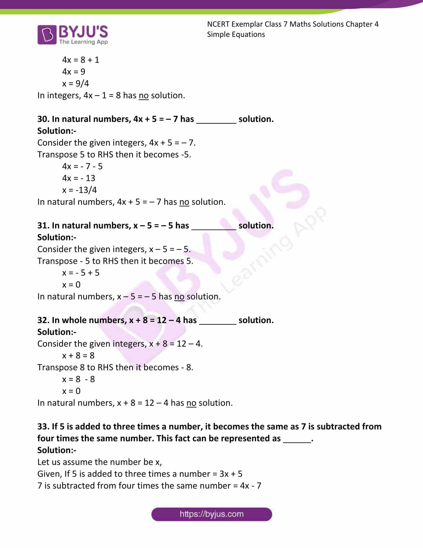 NCERT Exemplar Solutions for Class 7 Maths Chapter 4 Simple Equations ...