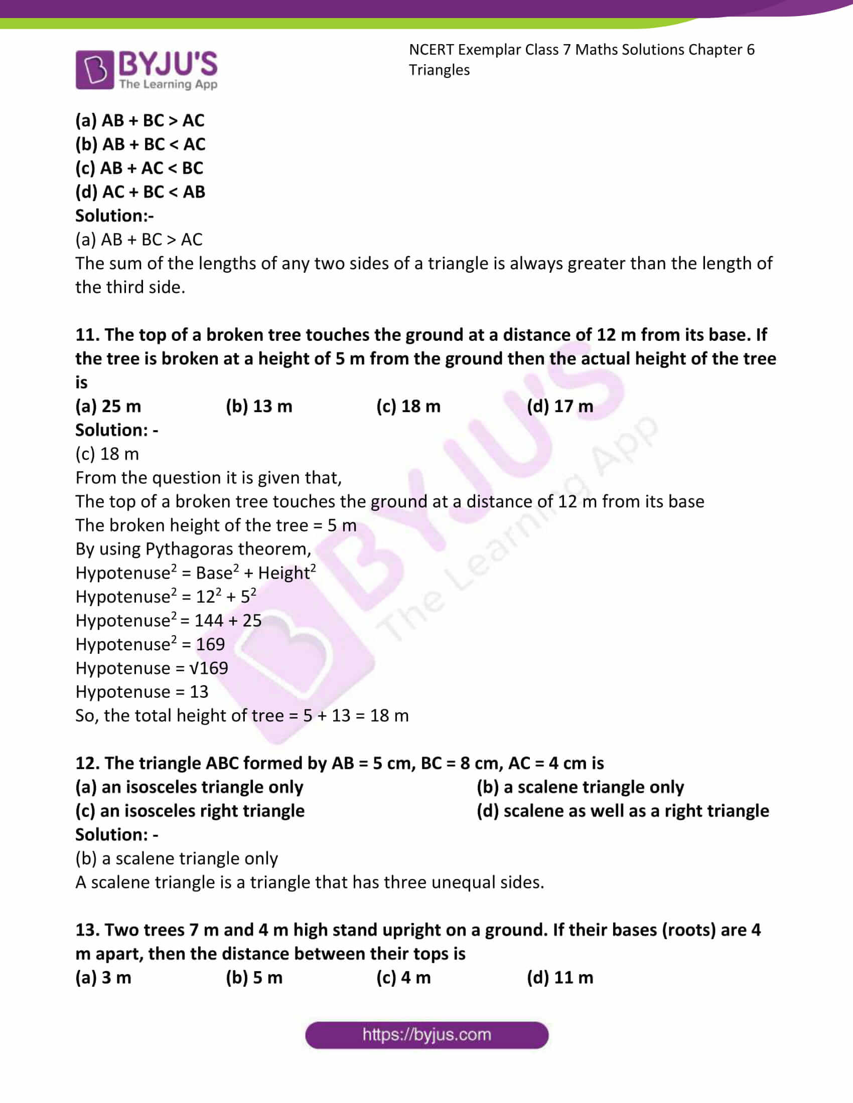 NCERT Exemplar Solutions for Class 7 Maths Chapter 6 Triangles access ...