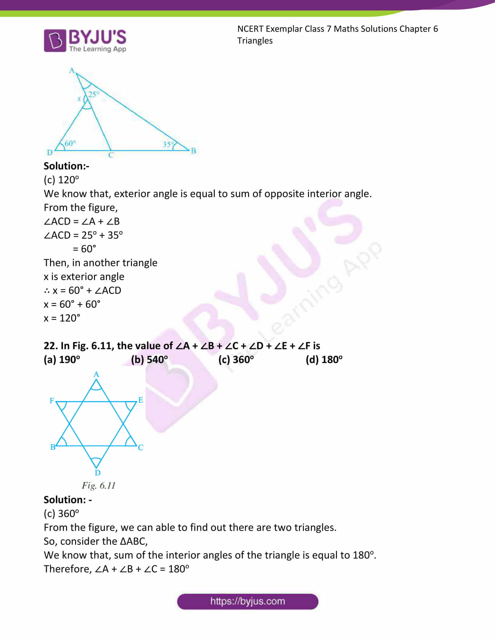 NCERT Exemplar Solutions for Class 7 Maths Chapter 6 Triangles access ...