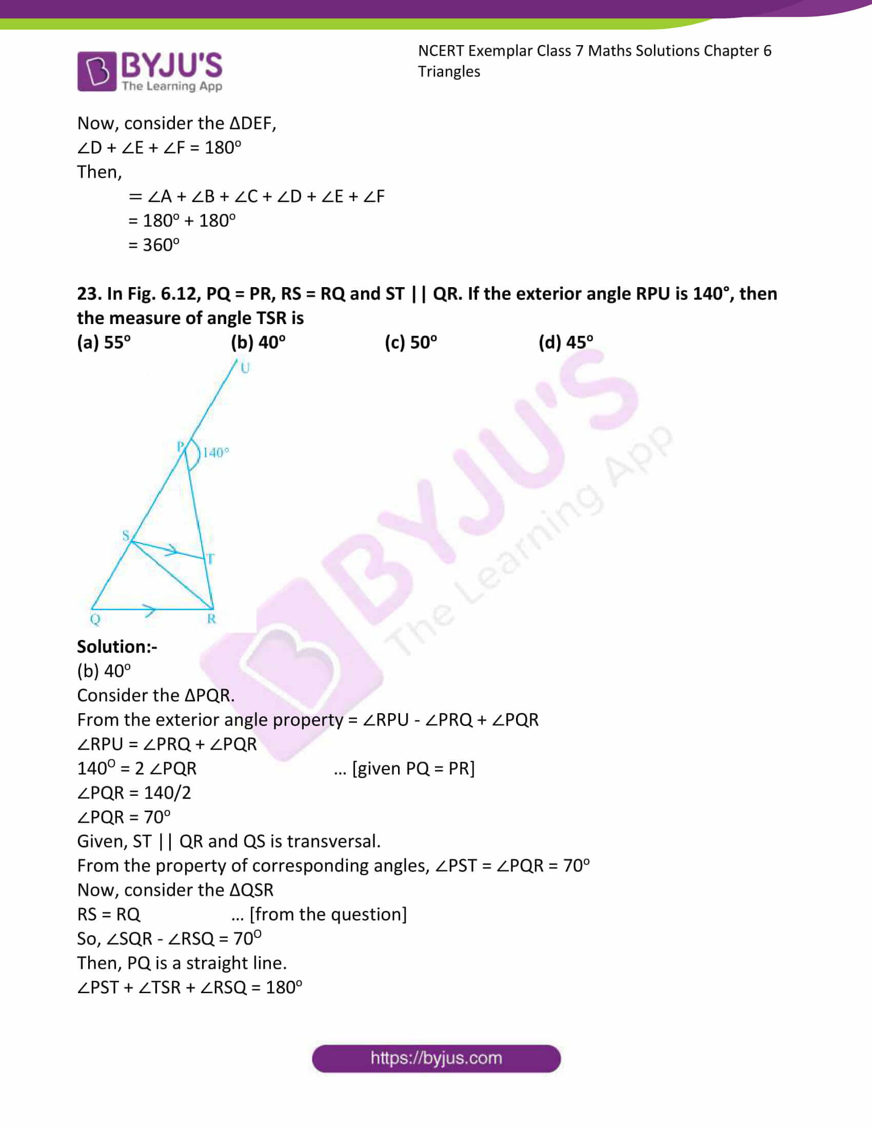 NCERT Exemplar Solutions for Class 7 Maths Chapter 6 Triangles access ...