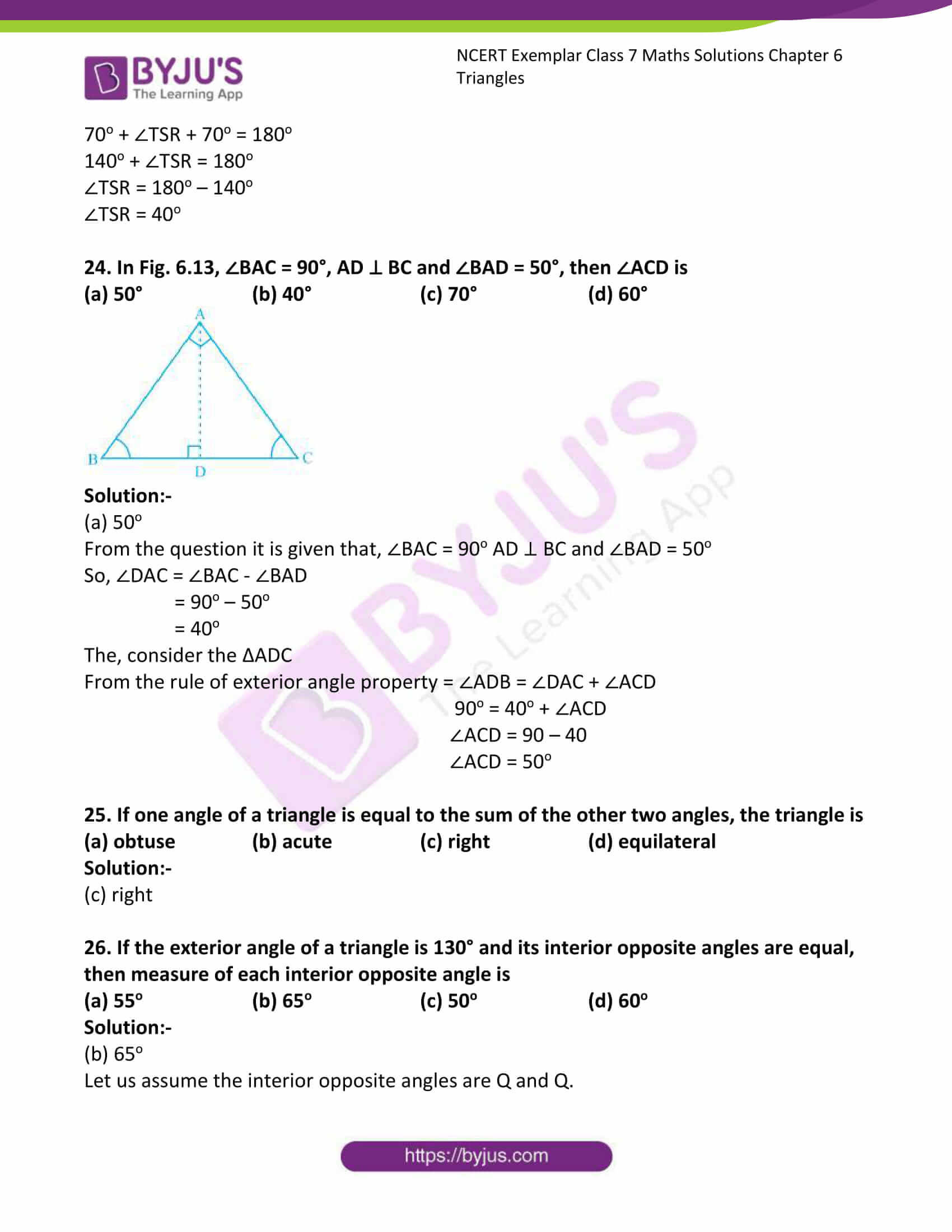 NCERT Exemplar Solutions for Class 7 Maths Chapter 6 Triangles access ...
