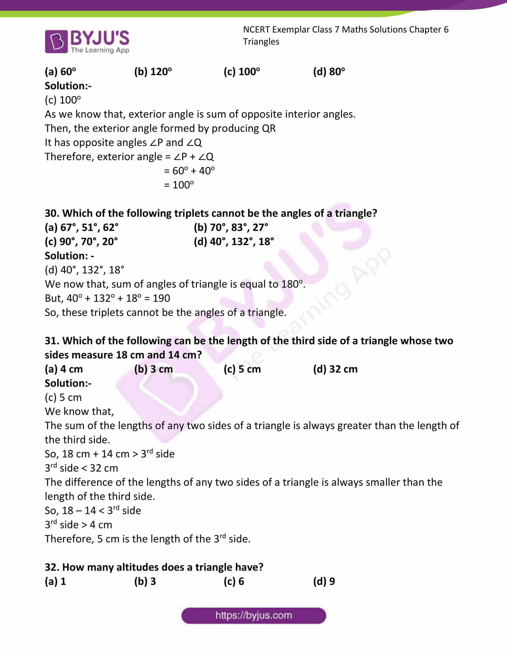 NCERT Exemplar Solutions for Class 7 Maths Chapter 6 Triangles access ...