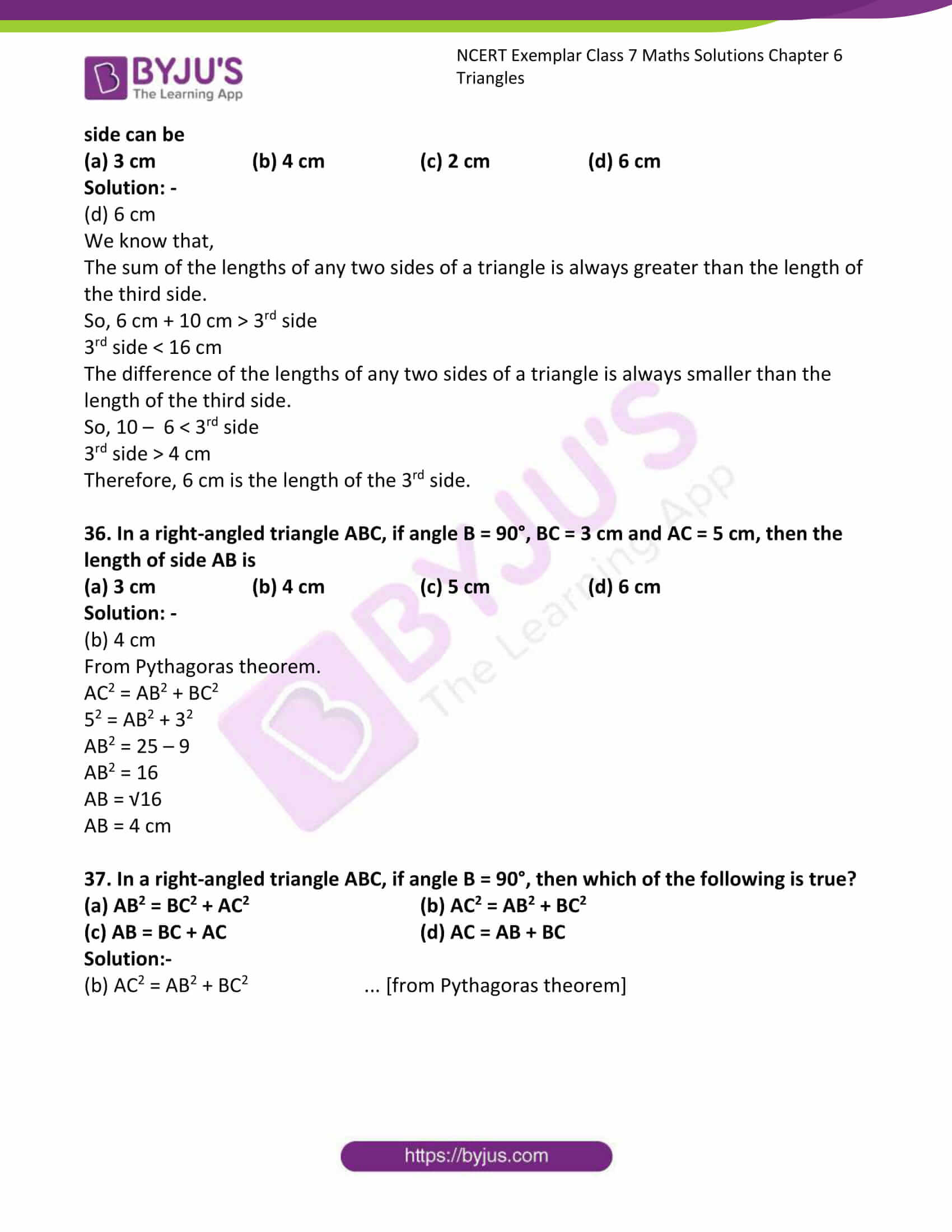 NCERT Exemplar Solutions for Class 7 Maths Chapter 6 Triangles access ...