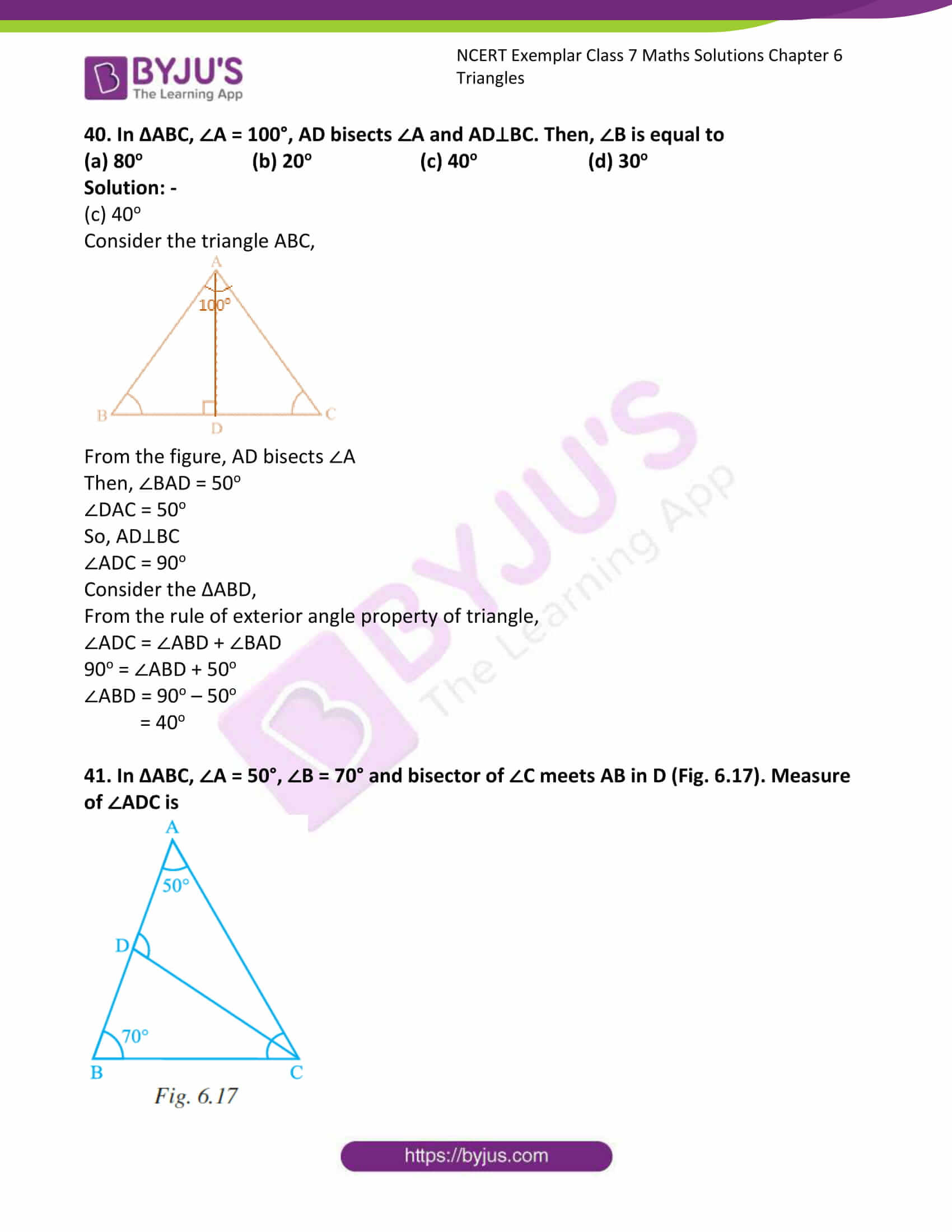 NCERT Exemplar Solutions for Class 7 Maths Chapter 6 Triangles access ...