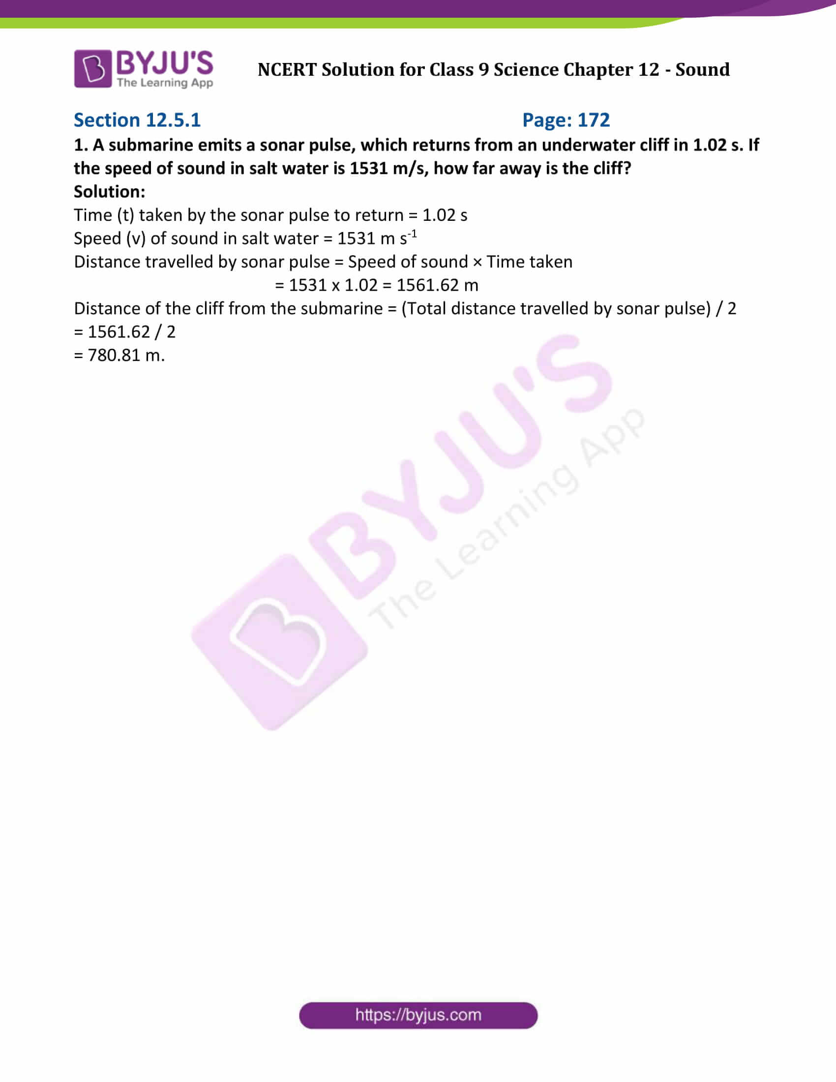 NCERT Solutions Class 9 Science Chapter 12 Sound Free PDF Download