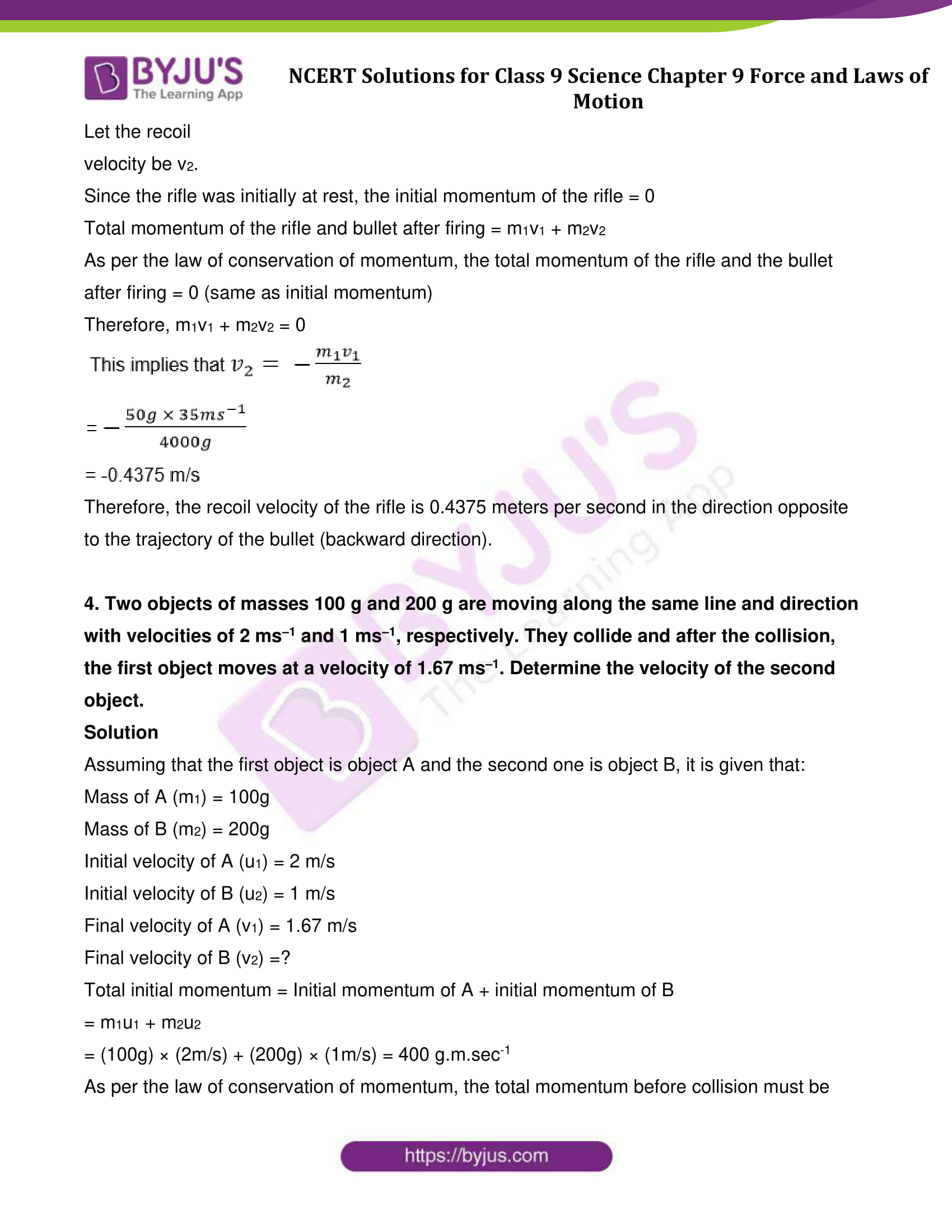 NCERT Solutions Class 9 Science Chapter 9 Force And Laws Of Motion ...