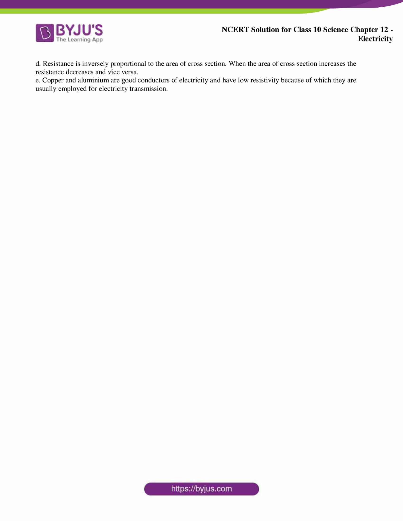 NCERT Solutions for Class 10 Science Chapter 12 Electricity