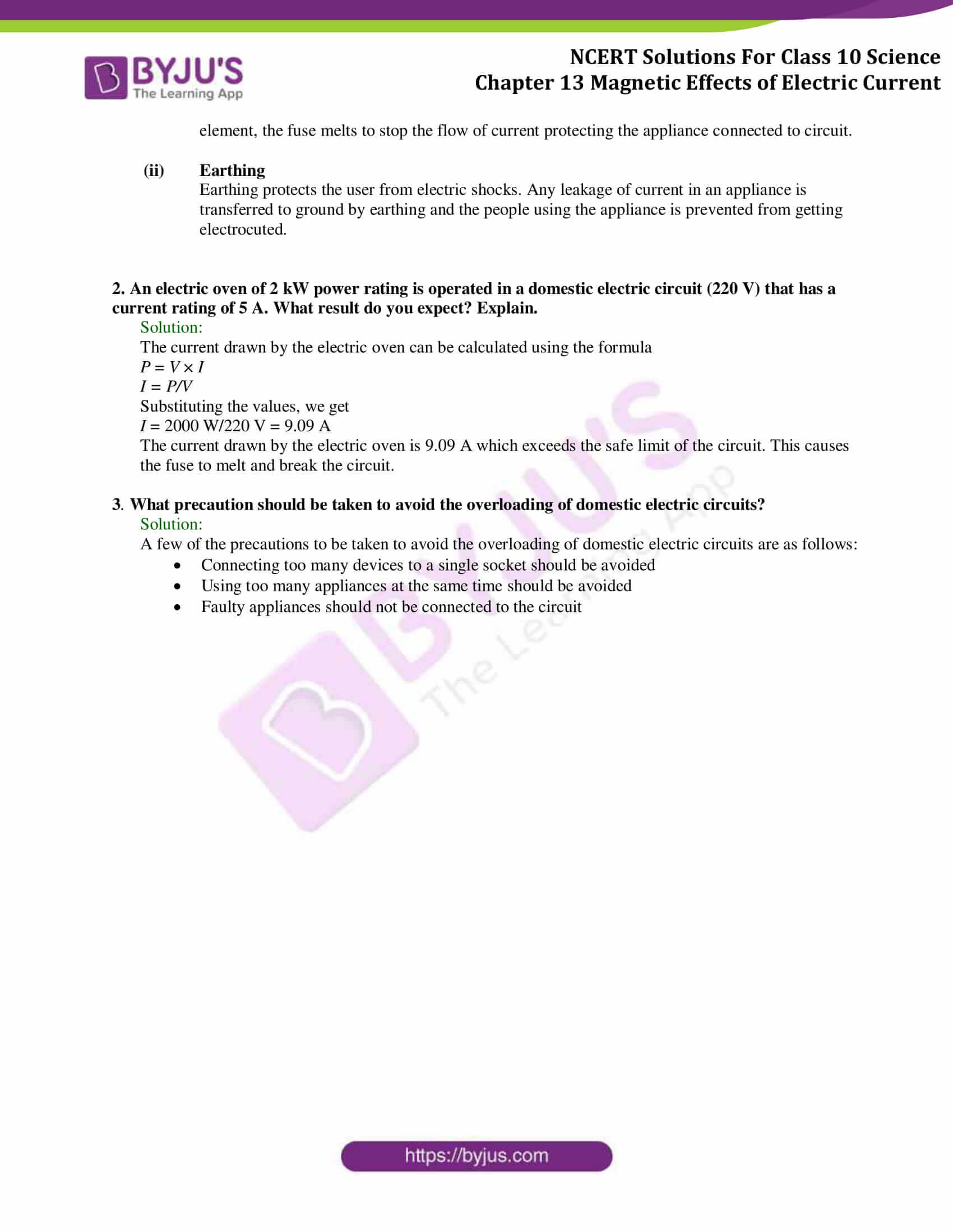 NCERT Solutions for Class 10 Science Chapter 13 Magnetic Effects of ...