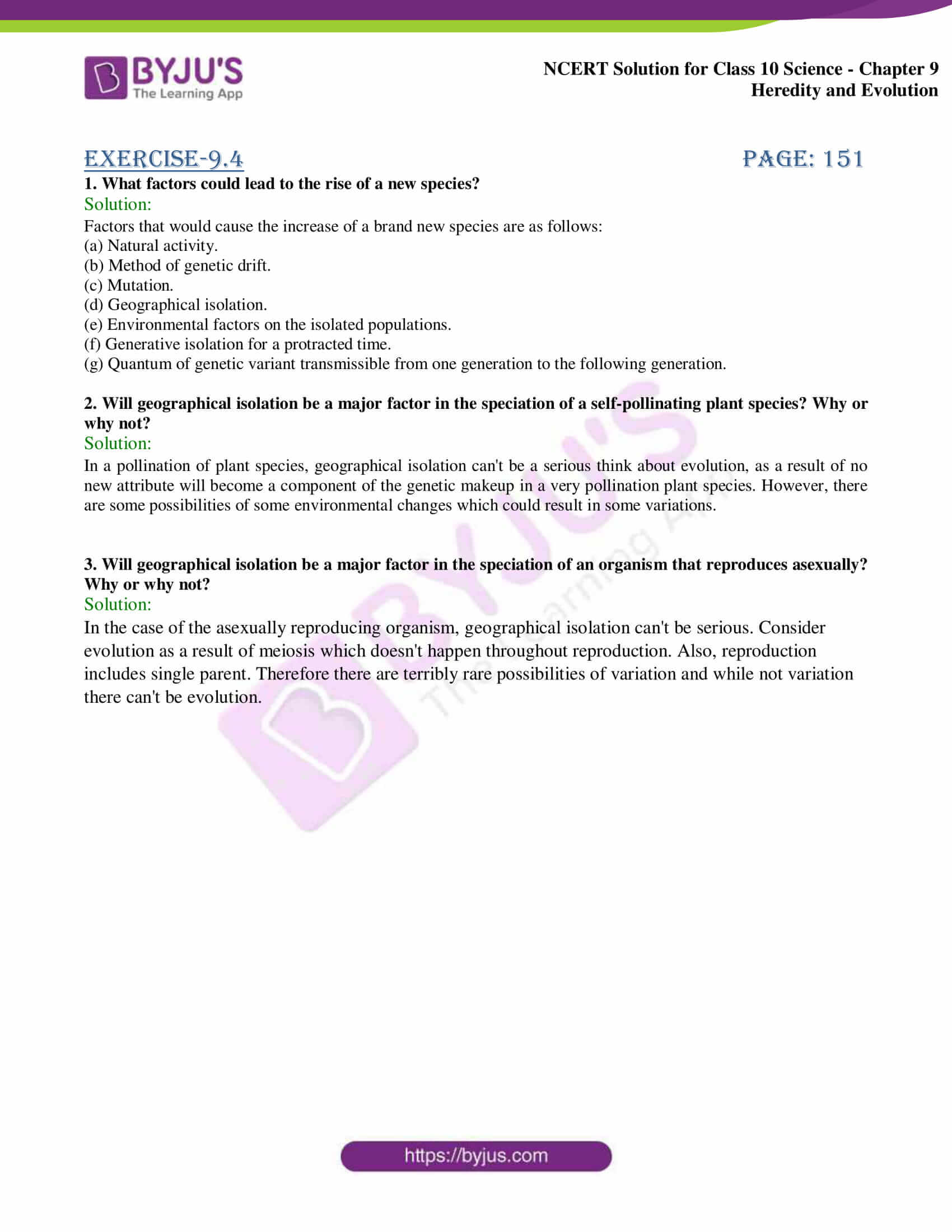 NCERT Solutions Class 10 Science Chapter 9 Heredity and Evolution - BYJU'S