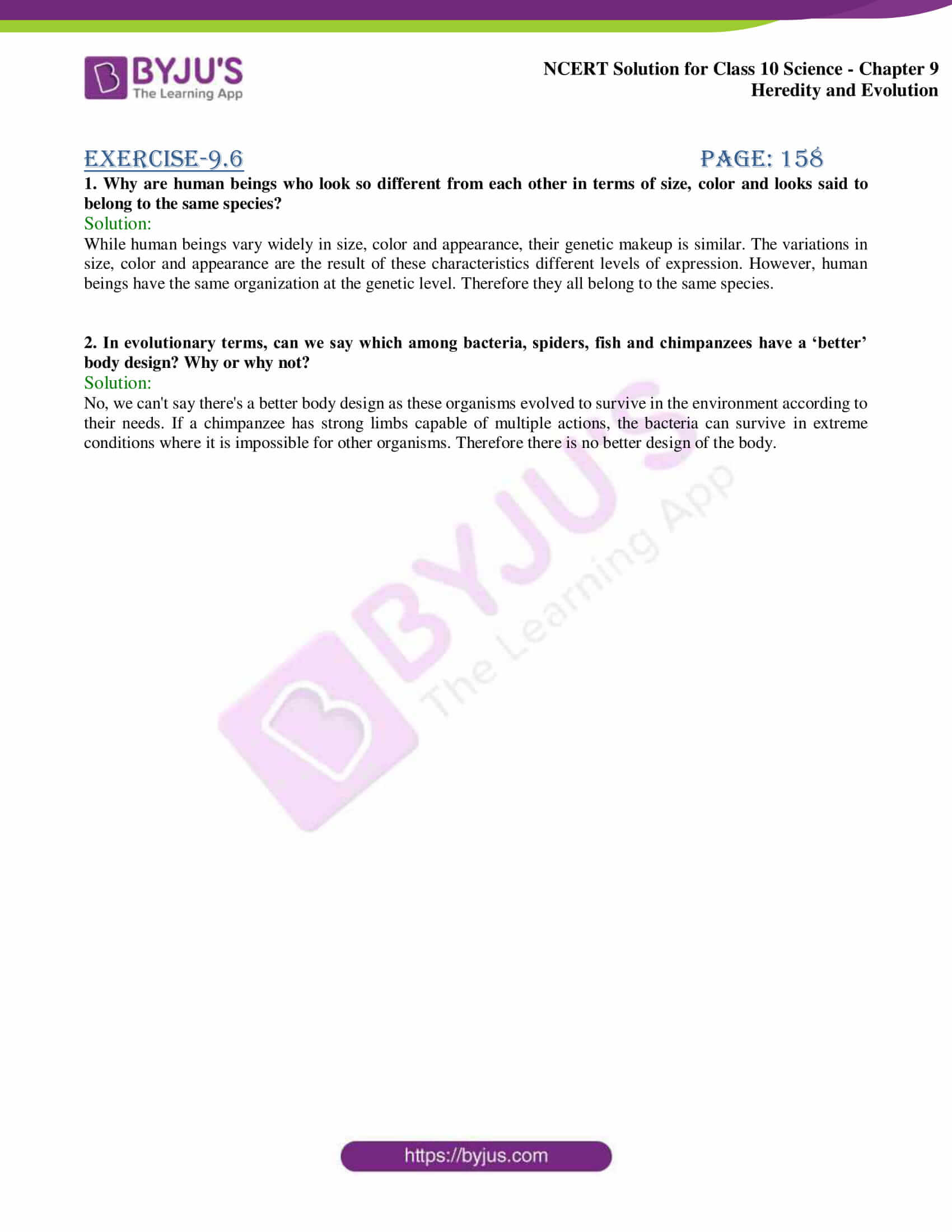 NCERT Solutions Class 10 Science Chapter 9 Heredity and Evolution - BYJU'S