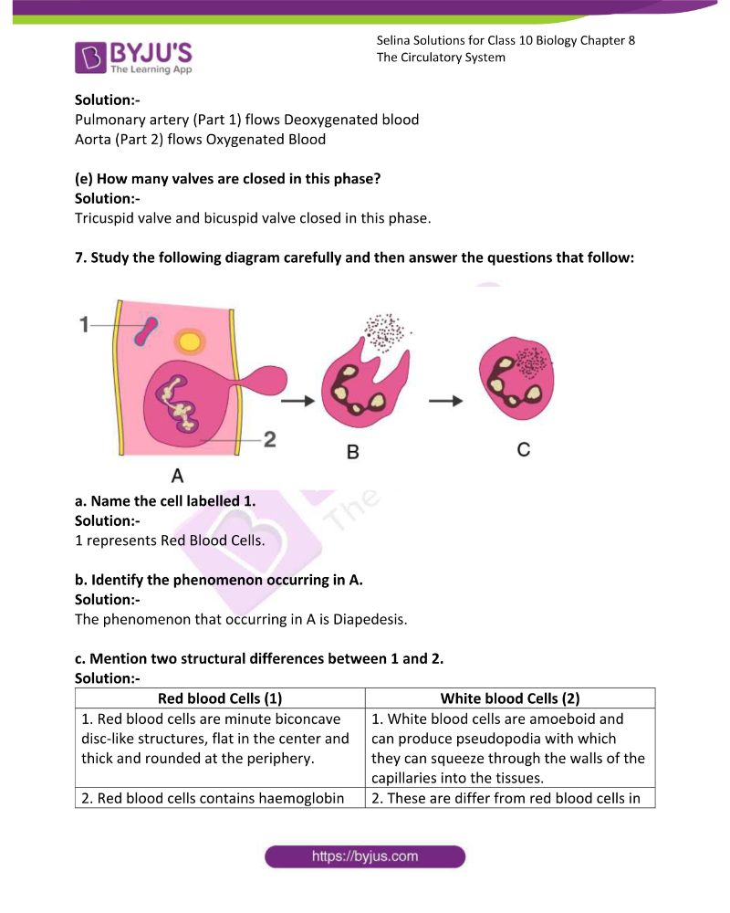 Selina Solutions Concise Biology Class 10 Chapter 8 The Circulatory Selina Solutions Concise Biology Class 10 Chapter 8 The Circulatory