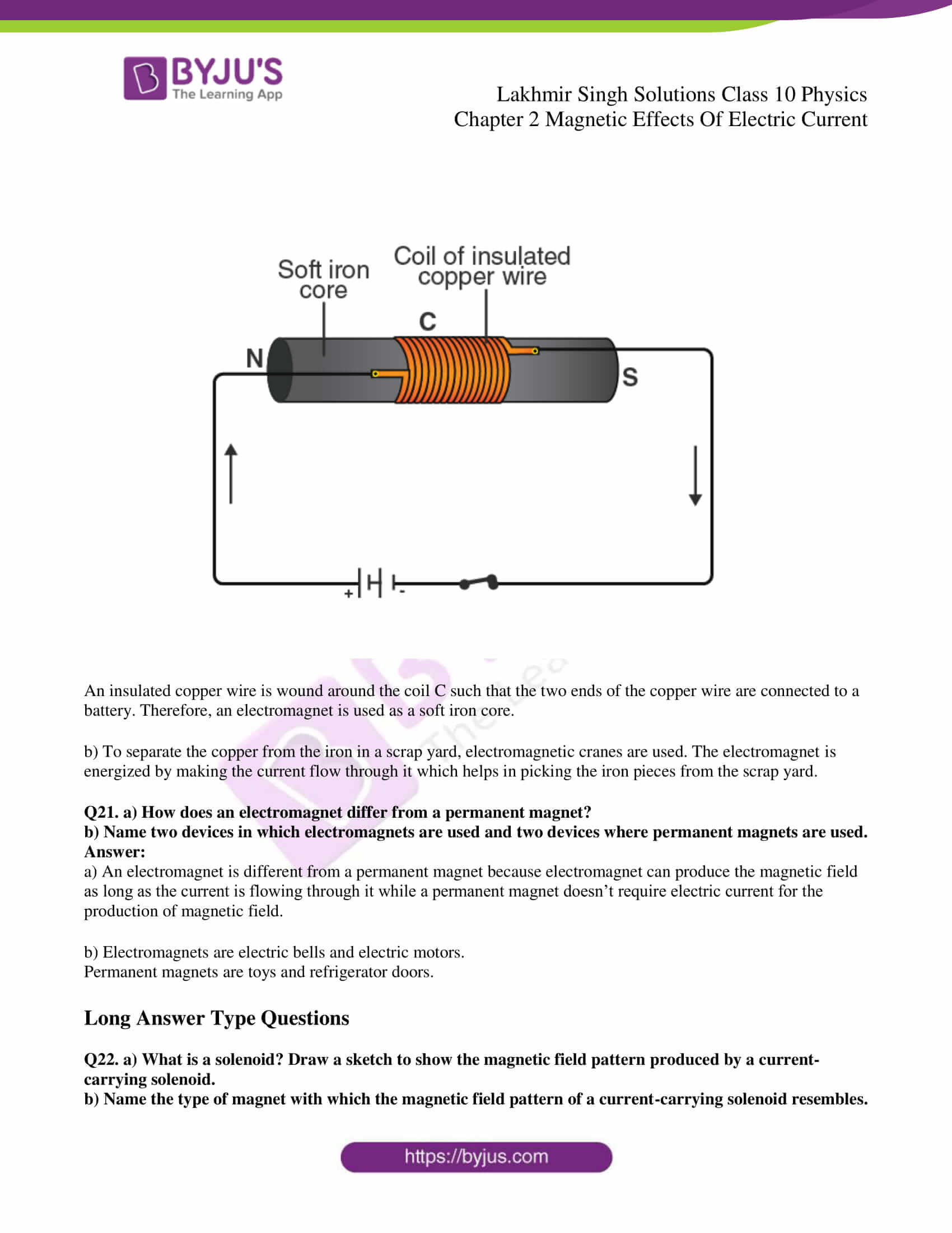 Lakhmir Singh Physics Class 10 Solutions For Chapter 2 Magnetic Effects ...