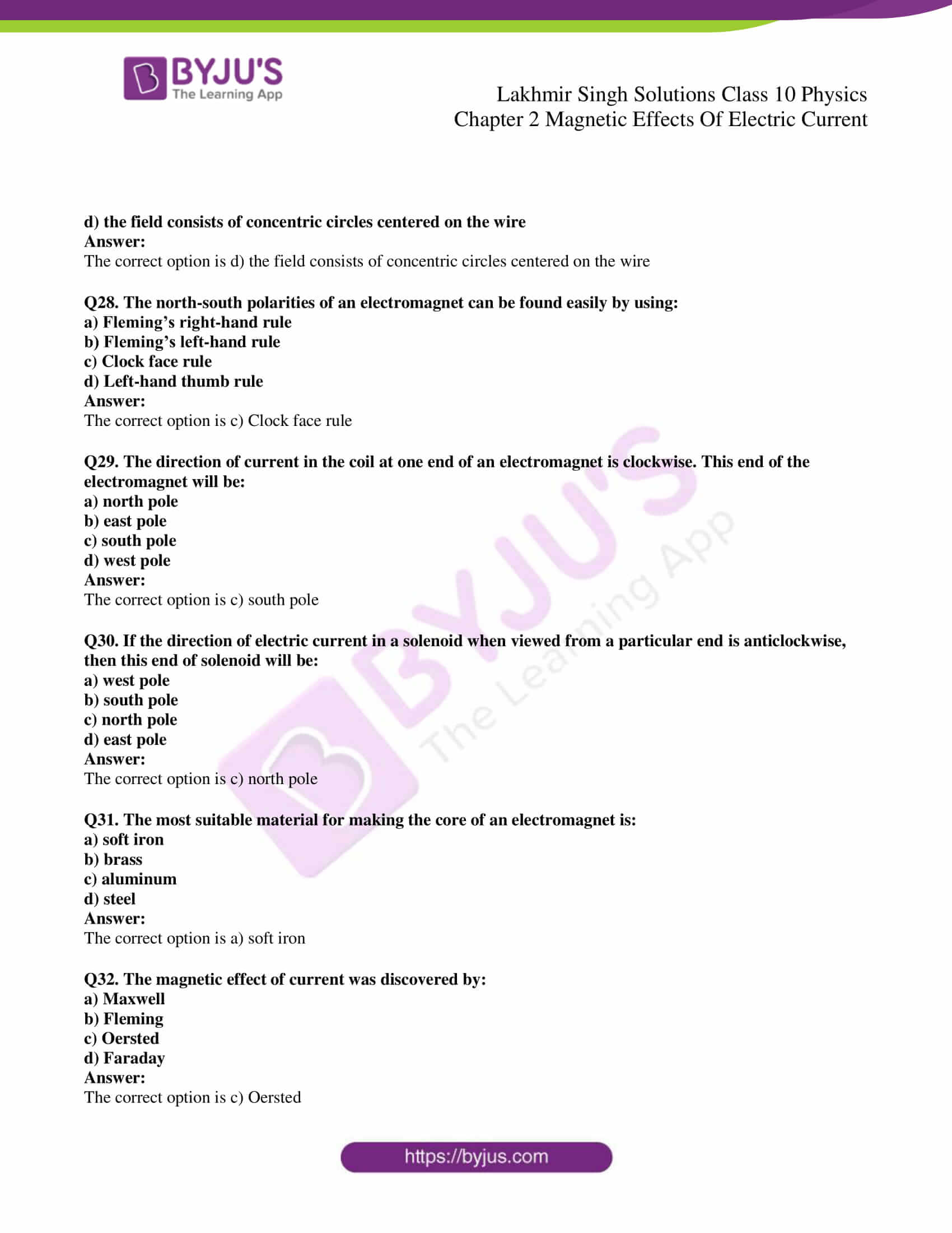 Lakhmir Singh Physics Class 10 Solutions For Chapter 2 Magnetic Effects ...