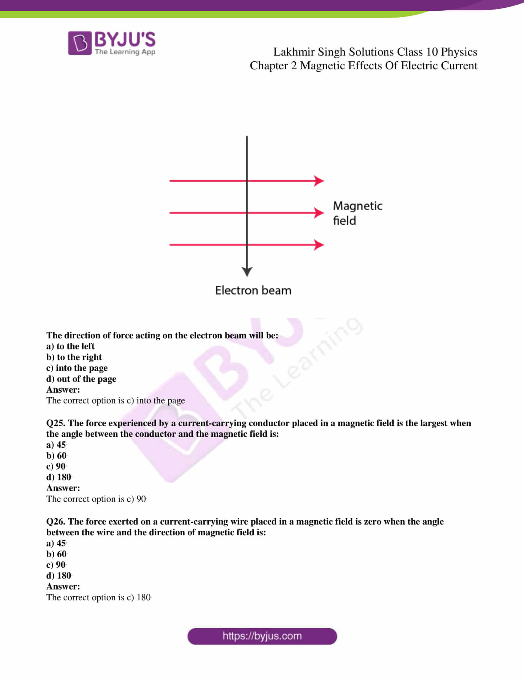 Lakhmir Singh Physics Class 10 Solutions For Chapter 2 Magnetic Effects ...