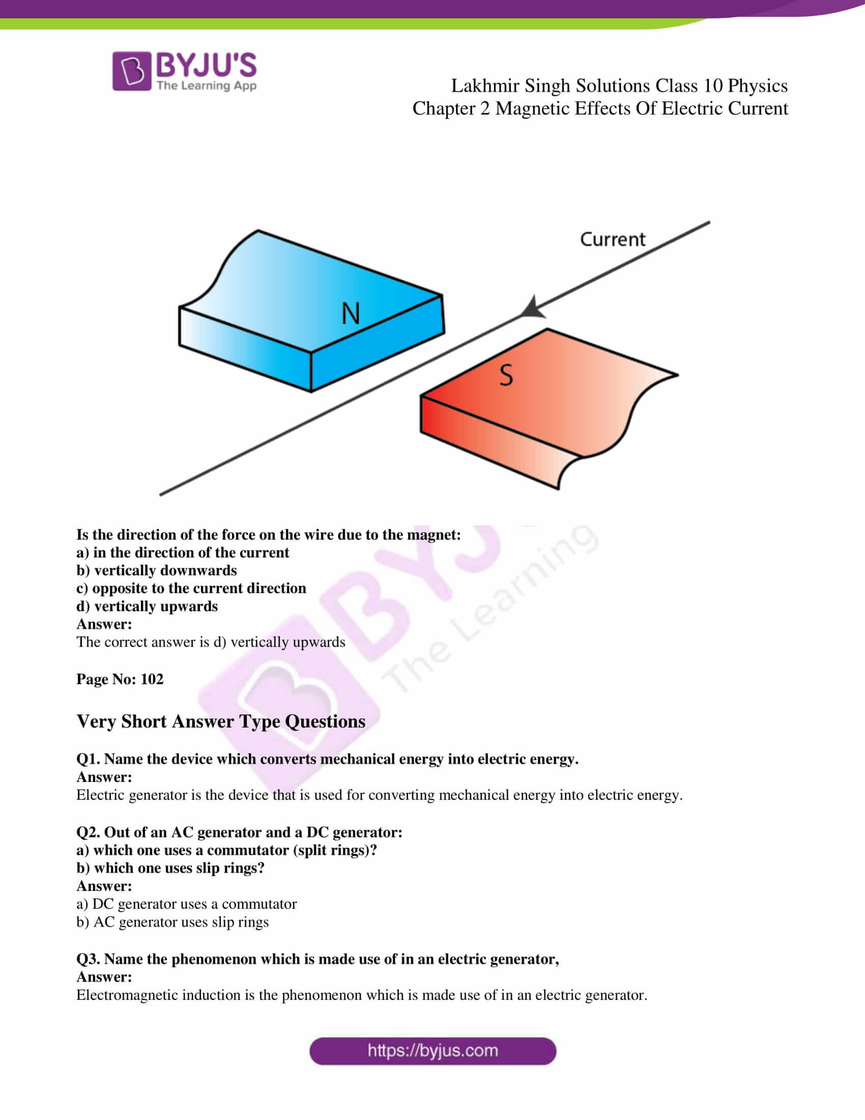 Lakhmir Singh Physics Class 10 Solutions For Chapter 2 Magnetic Effects ...