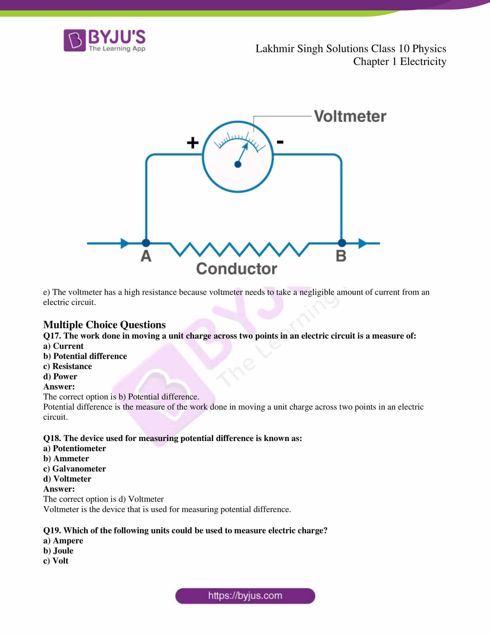 Lakhmir Singh Physics Class 10 Solutions For Chapter 1 Electricity Lakhmir Singh Physics Class 10 Solutions For Chapter 1 Electricity