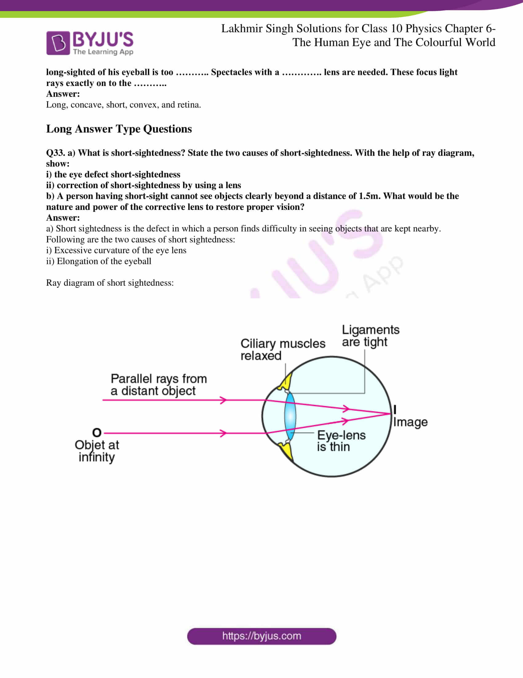 Lakhmir Singh Physics Class 10 Solutions For Chapter 6 The Human Eyes Lakhmir Singh Physics Class 10 Solutions For Chapter 6 The Human Eyes