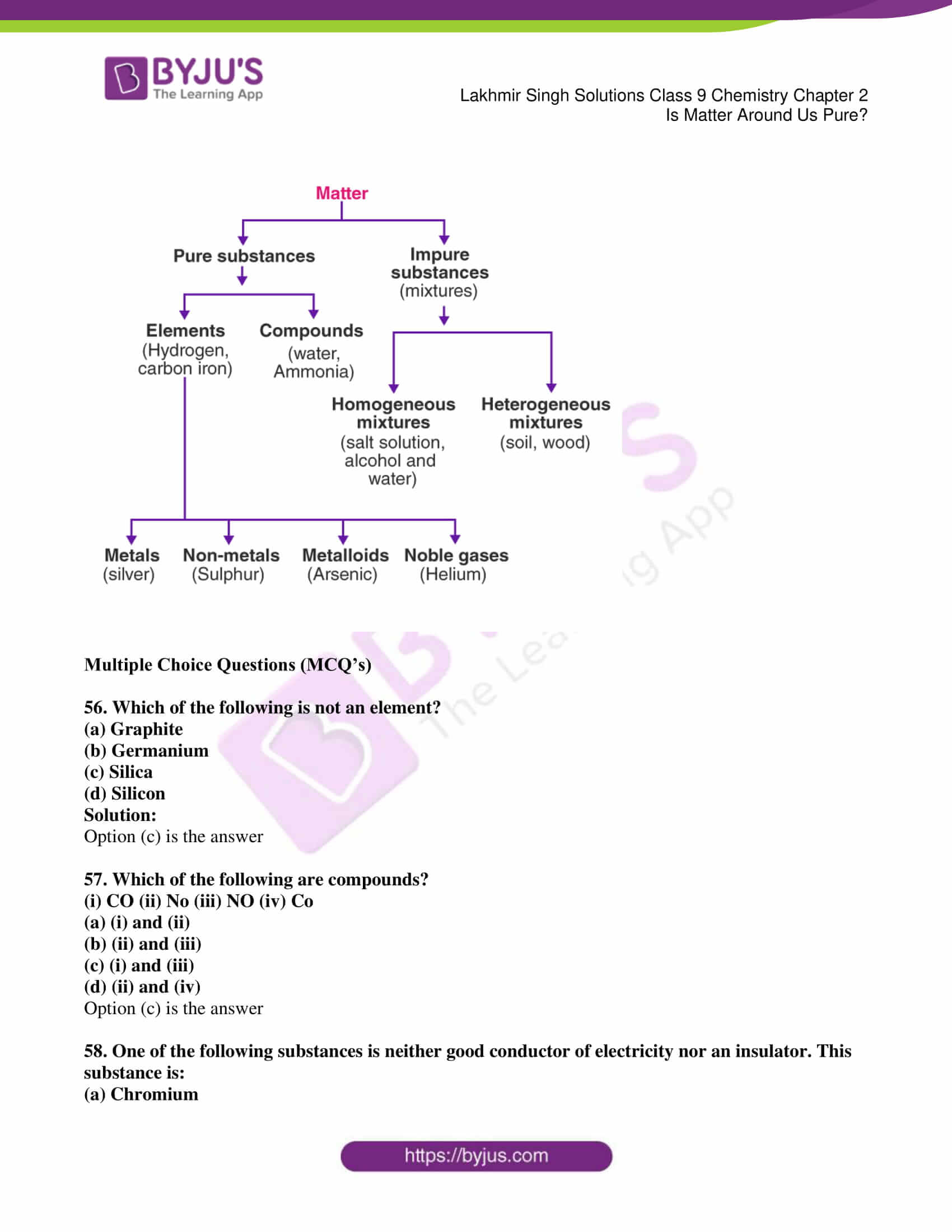 Lakhmir Singh Chemistry Class 9 Solutions For Chapter 2 Is Matter Lakhmir Singh Chemistry Class 9 Solutions For Chapter 2 Is Matter