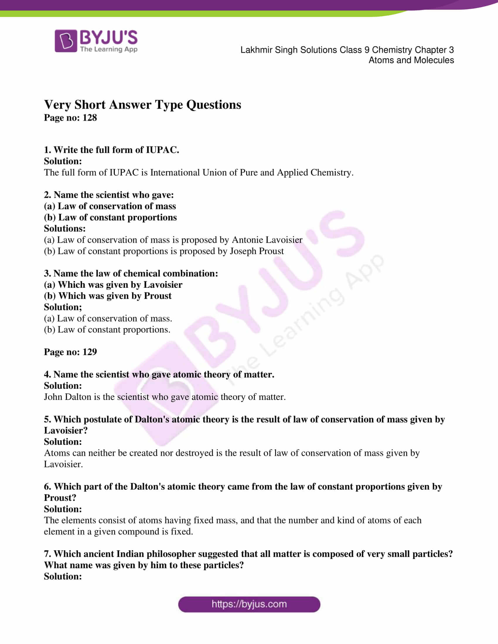 Lakhmir Singh Chemistry Class 9 Solutions For Chapter 3 Atoms And Lakhmir Singh Chemistry Class 9 Solutions For Chapter 3 Atoms And