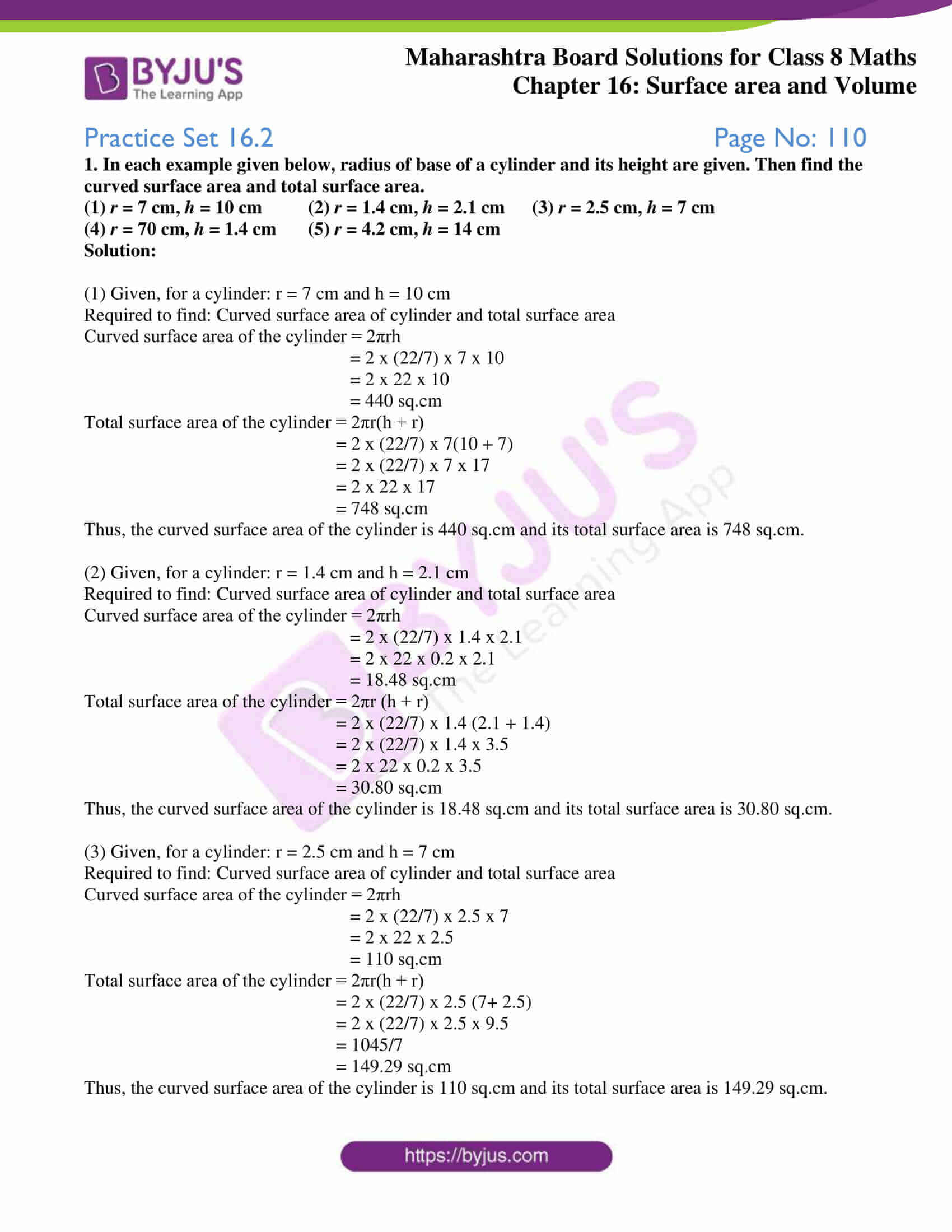 MSBSHSE Solutions For Class 8 Maths Part 2 Chapter 16 Surface Area And