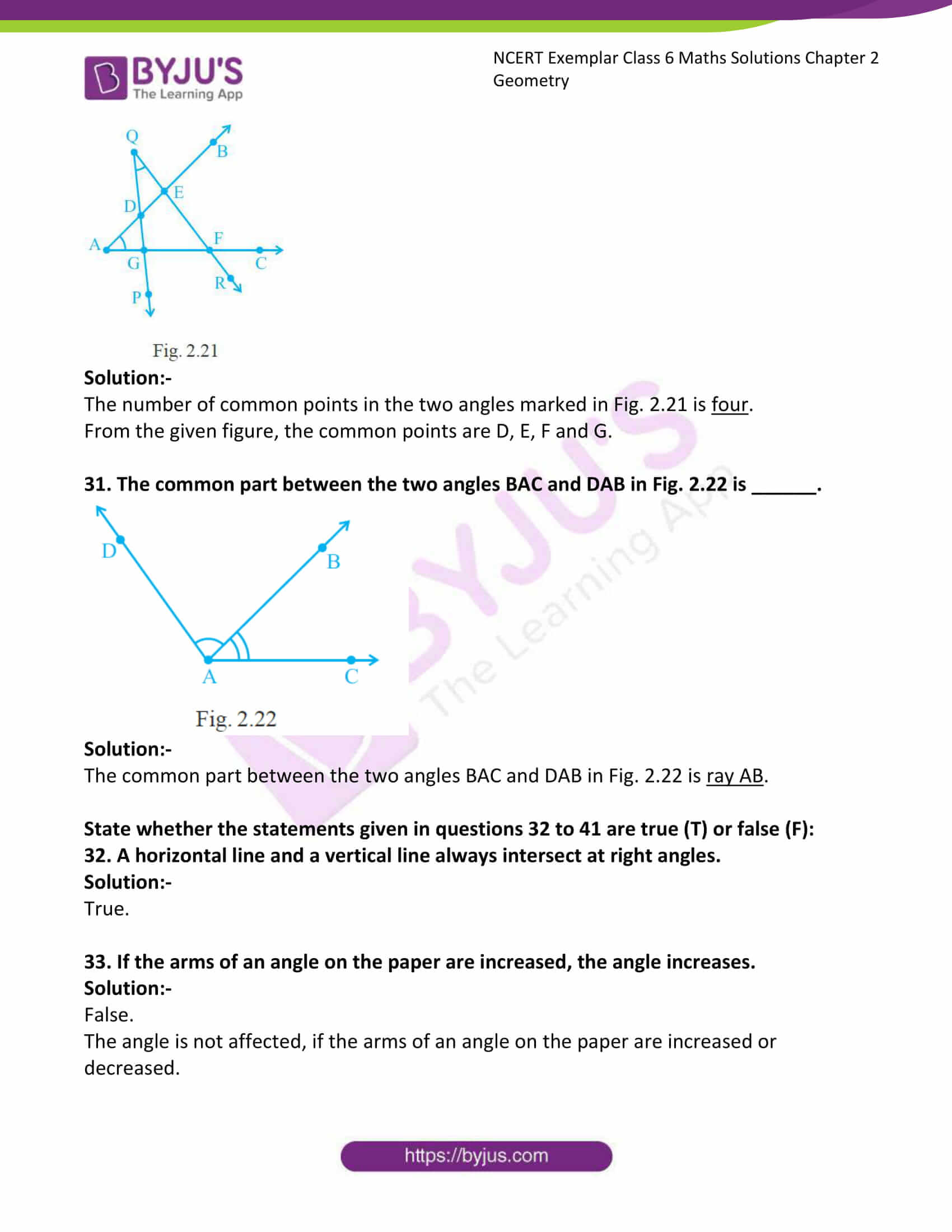 NCERT Exemplar Solutions for Class 6 Maths Chapter 2 Geometry access ...