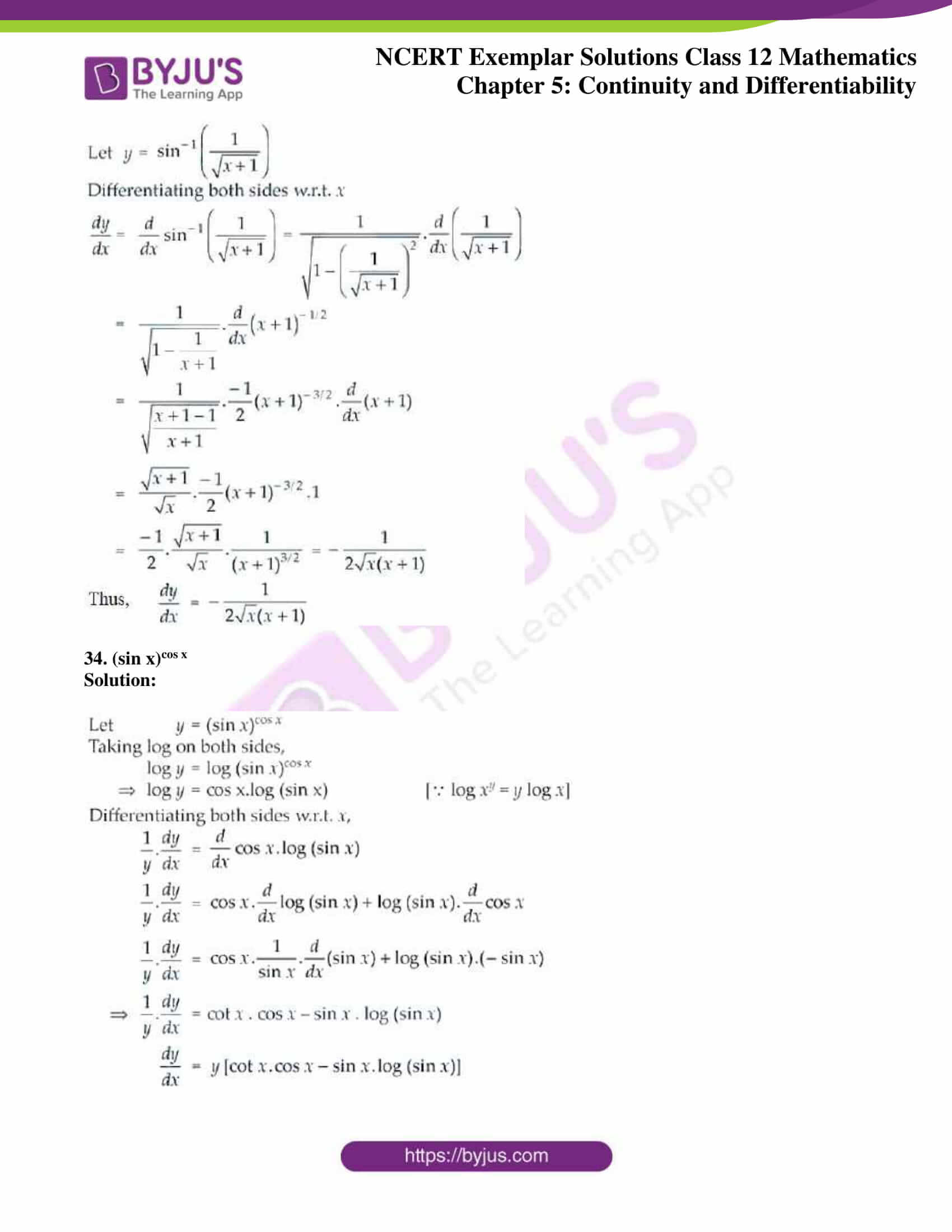 NCERT Exemplar Solutions For Class 12 Maths Chapter 5 Continuity And