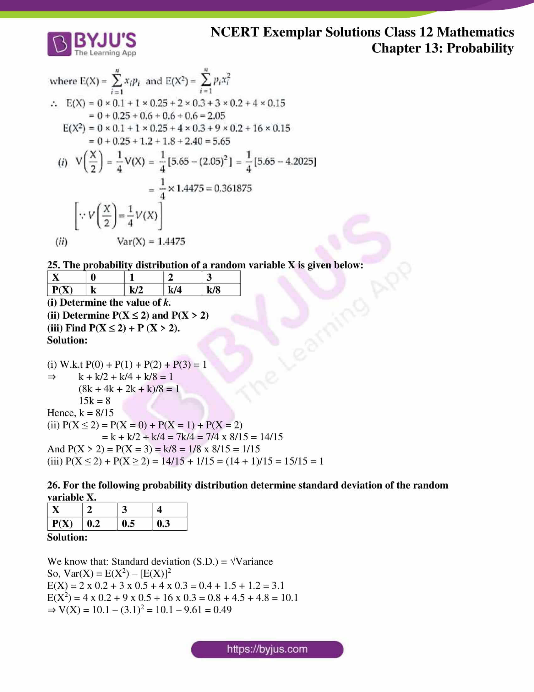 NCERT Exemplar Solutions For Class 12 Maths Chapter 13 Probability NCERT Exemplar Solutions For Class 12 Maths Chapter 13 Probability