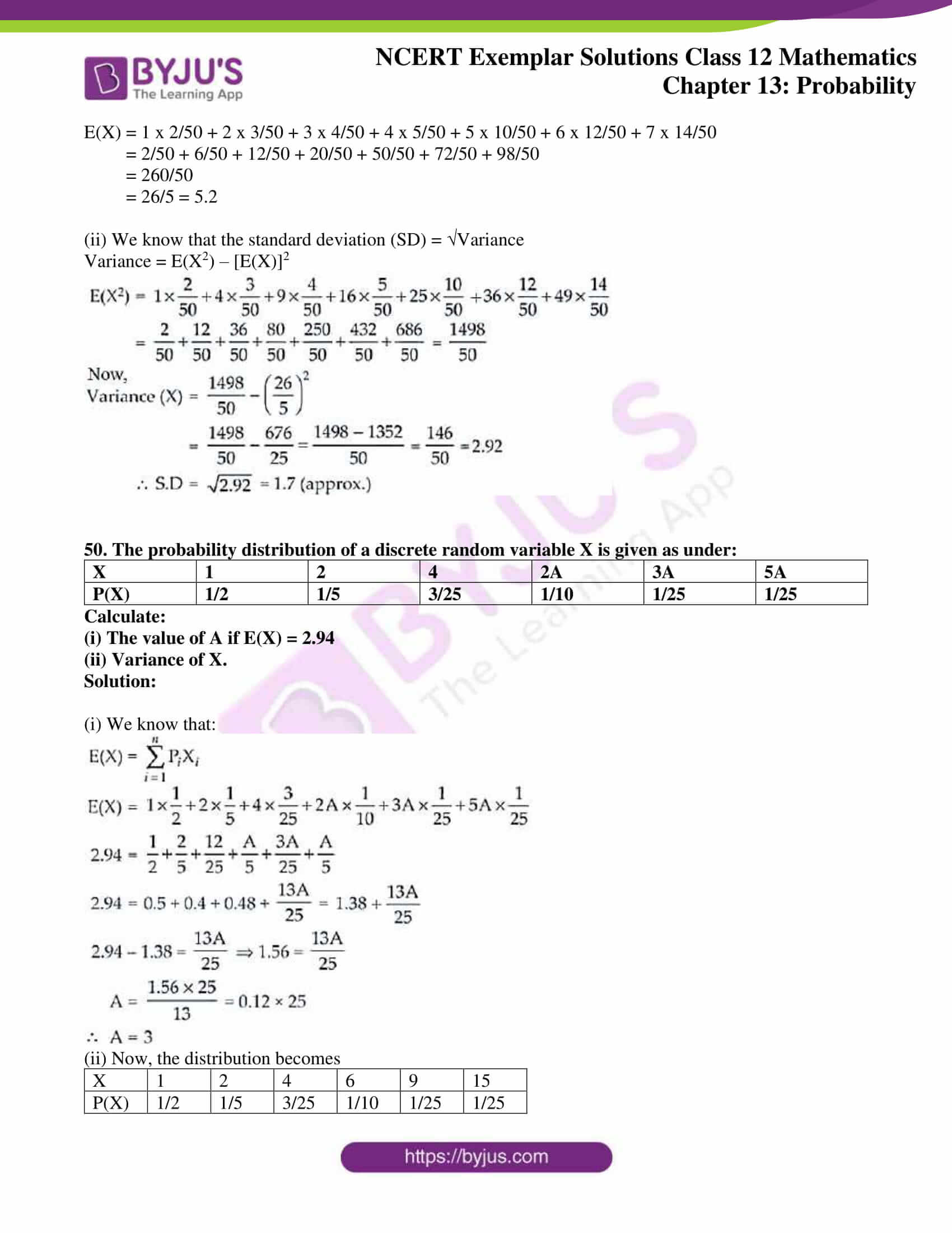 NCERT Exemplar Solutions For Class 12 Maths Chapter 13 Probability