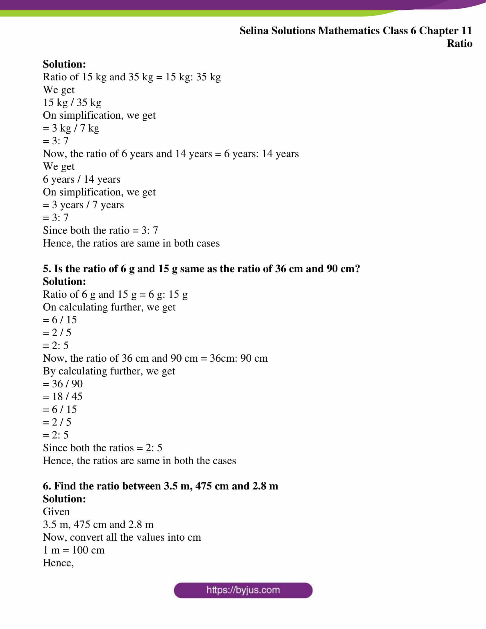 Selina Solutions Concise Mathematics Class 6 Chapter 11 Ratio avail ...