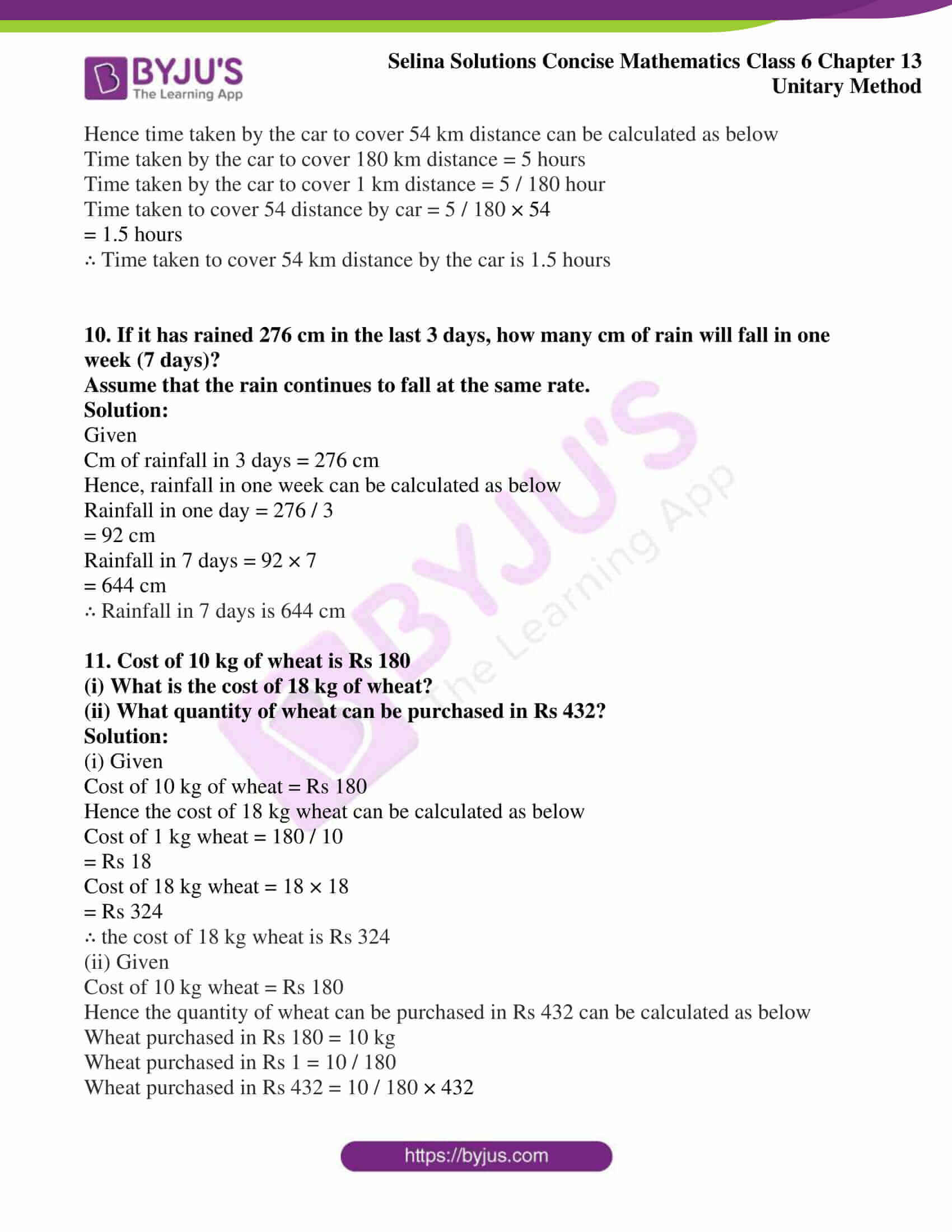 Selina Solutions Concise Mathematics Class 6 Chapter 13 Unitary Method ...