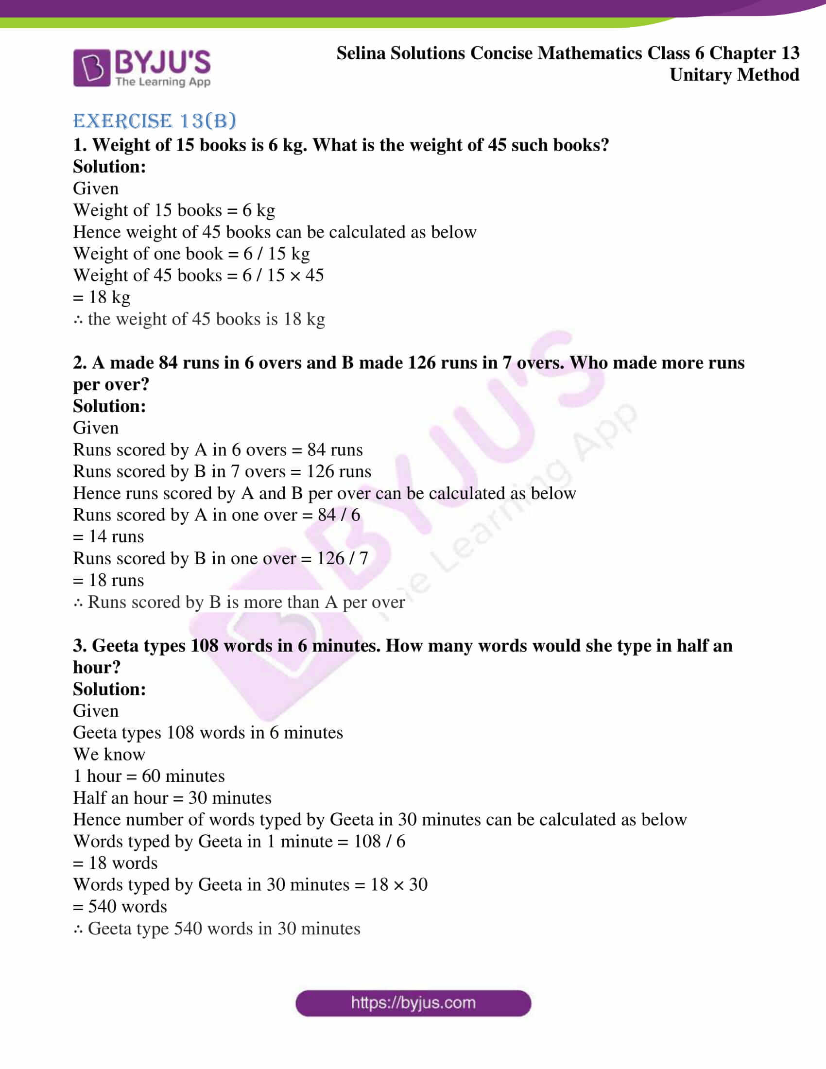 Selina Solutions Concise Mathematics Class 6 Chapter 13 Unitary Method ...