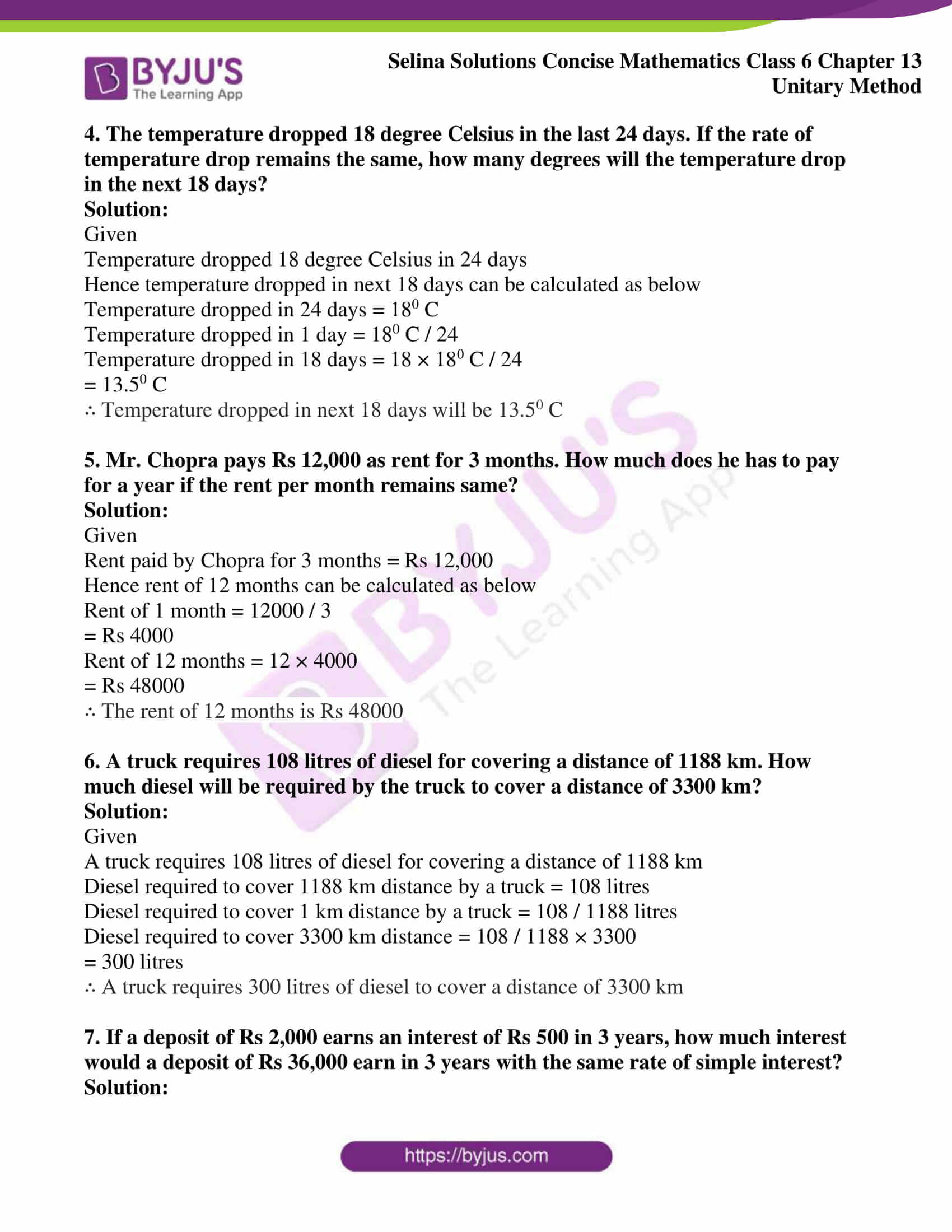 Selina Solutions Concise Mathematics Class 6 Chapter 13 Unitary Method