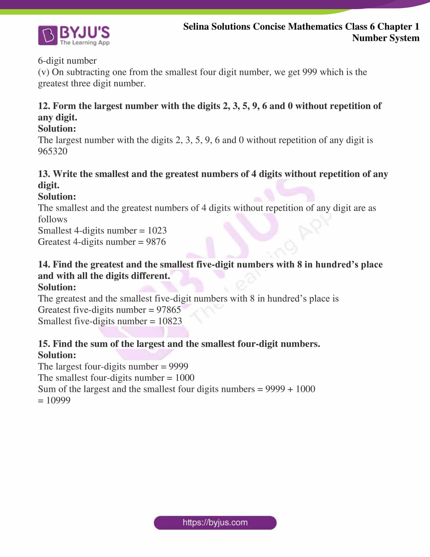 Selina Solutions Concise Mathematics Class 6 Chapter 1 Number System ...
