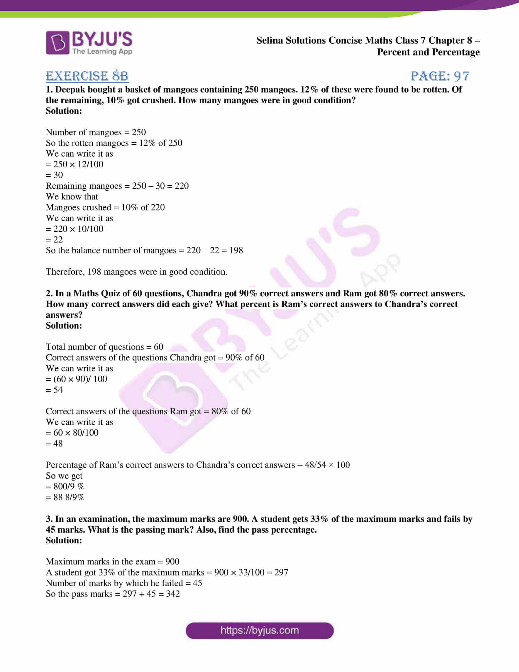 Selina Solutions Concise Maths Class 7 Chapter 8 Percent And Percentage Selina Solutions Concise Maths Class 7 Chapter 8 Percent And Percentage