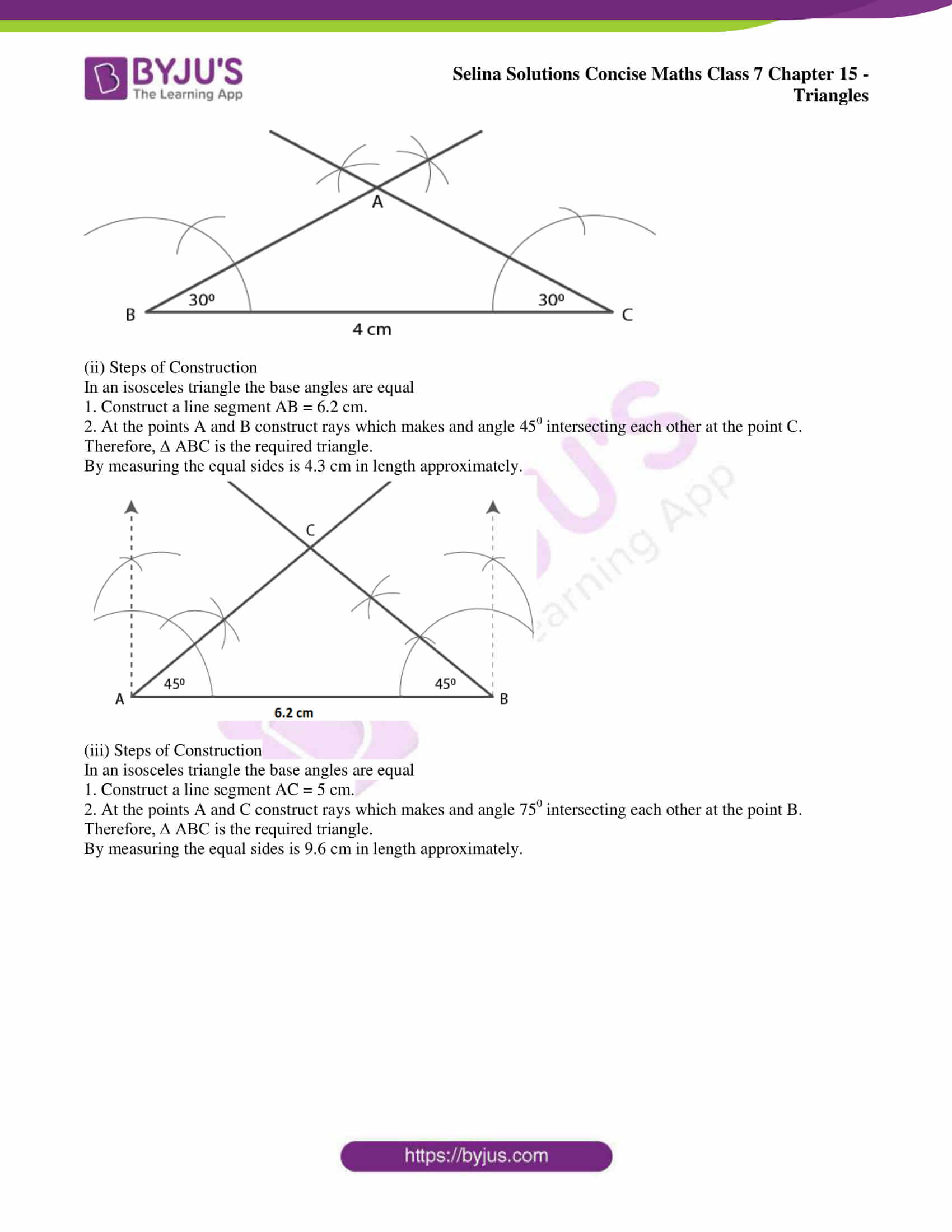 Selina Solutions Concise Maths Class 7 Chapter 15 Triangles Exercise ...