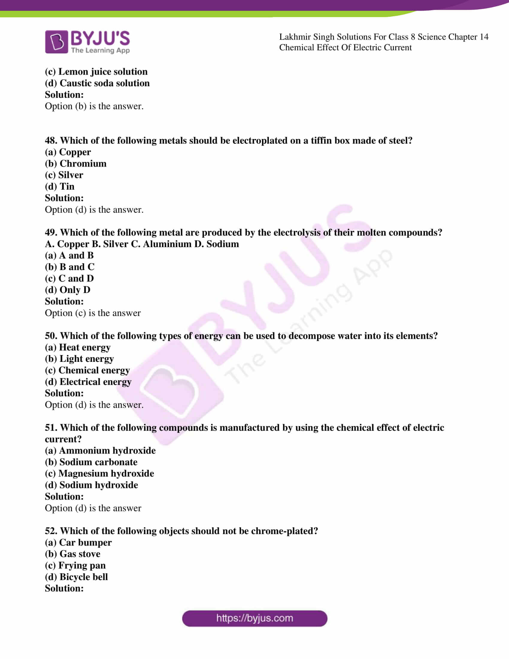 Lakhmir Singh Science Class 8 Solutions For Chapter 14 Chemical Effect Lakhmir Singh Science Class 8 Solutions For Chapter 14 Chemical Effect