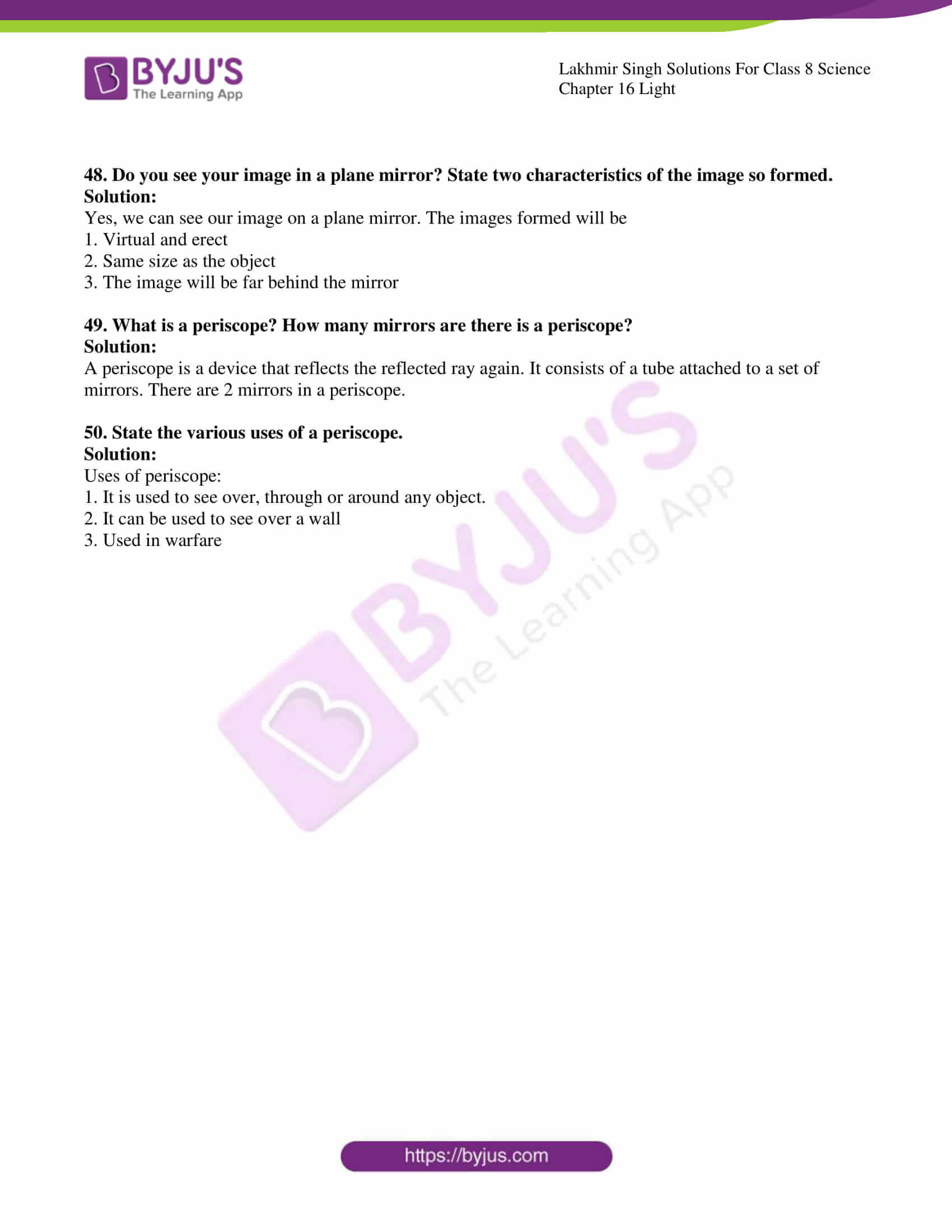 Lakhmir Singh Science Class 8 Solutions For Chapter 16 Light Free PDF Lakhmir Singh Science Class 8 Solutions For Chapter 16 Light Free PDF
