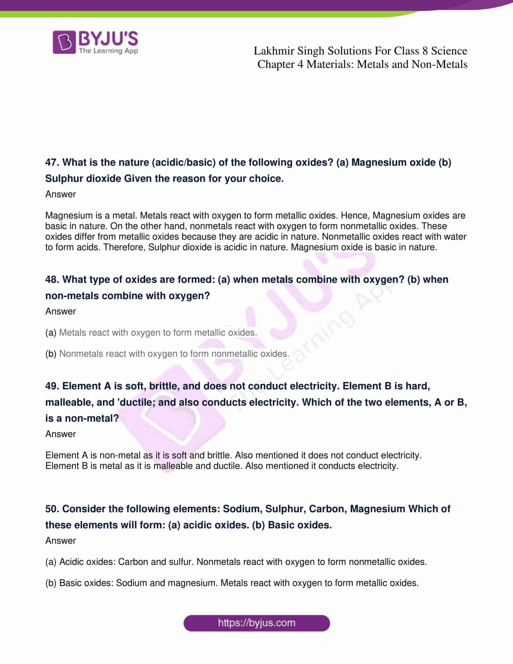 Lakhmir Singh Science Class 8 Solutions For Chapter 4 Materials Metals Lakhmir Singh Science Class 8 Solutions For Chapter 4 Materials Metals