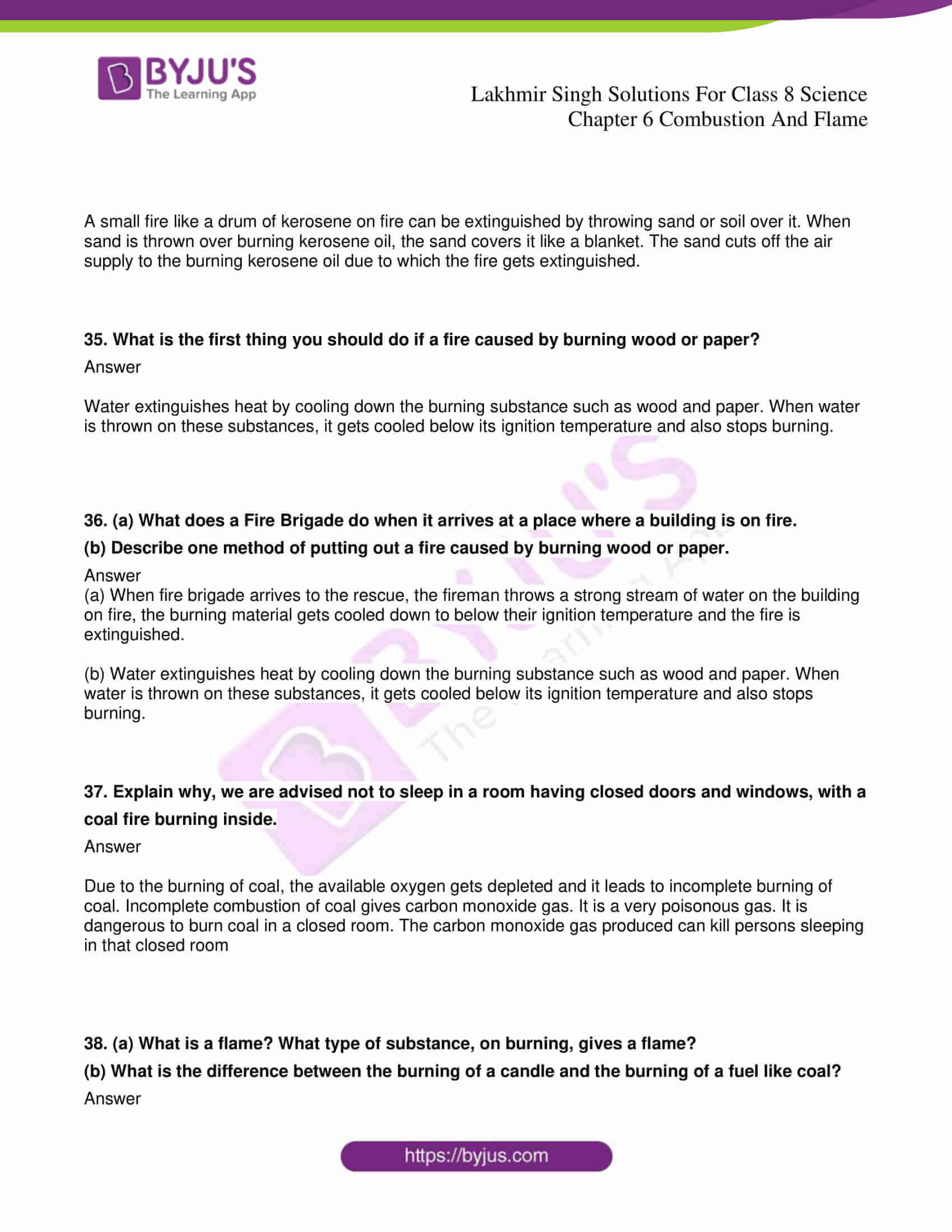 Lakhmir Singh Science Class 8 Solutions For Chapter 6 Combustion And Lakhmir Singh Science Class 8 Solutions For Chapter 6 Combustion And