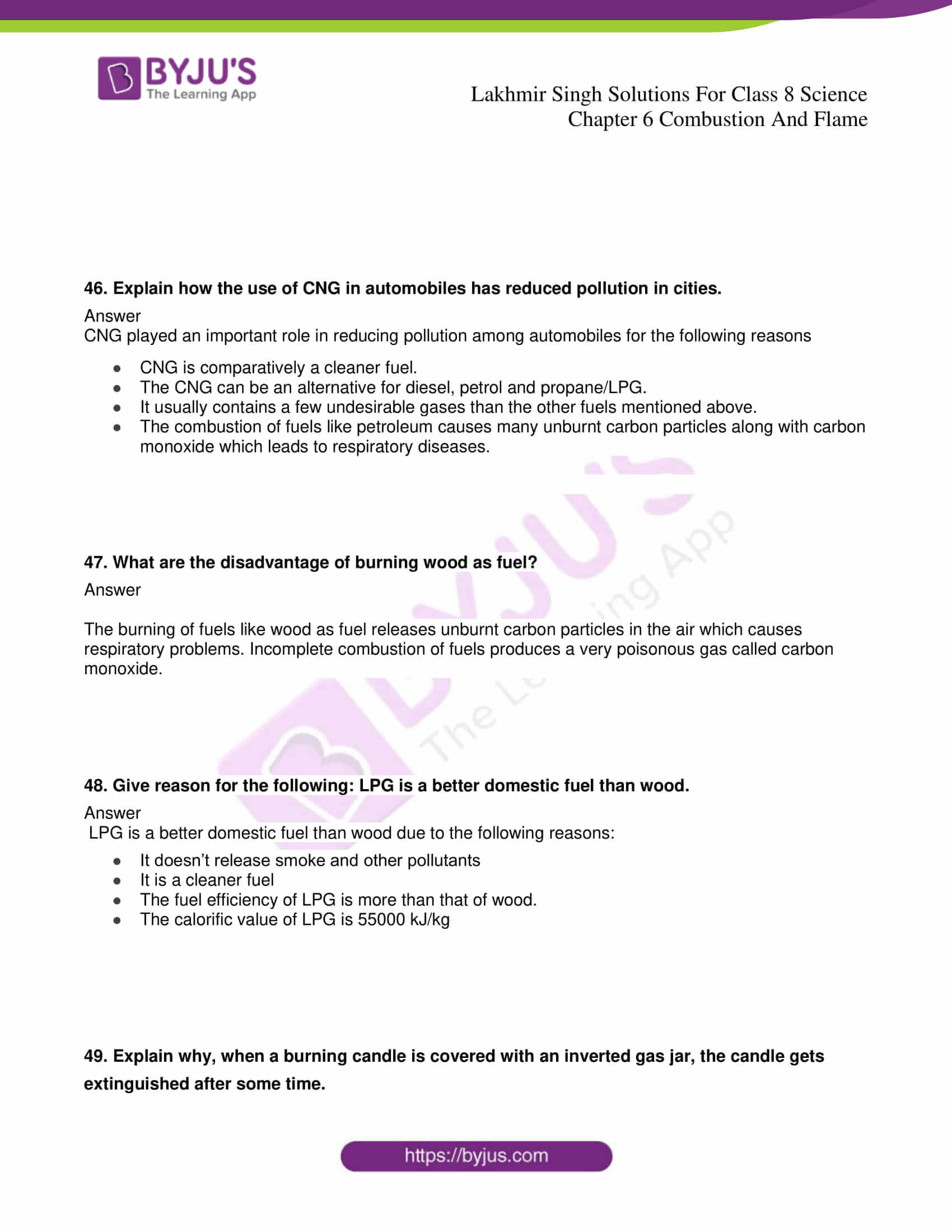 Lakhmir Singh Science Class 8 Solutions For Chapter 6 Combustion And Lakhmir Singh Science Class 8 Solutions For Chapter 6 Combustion And